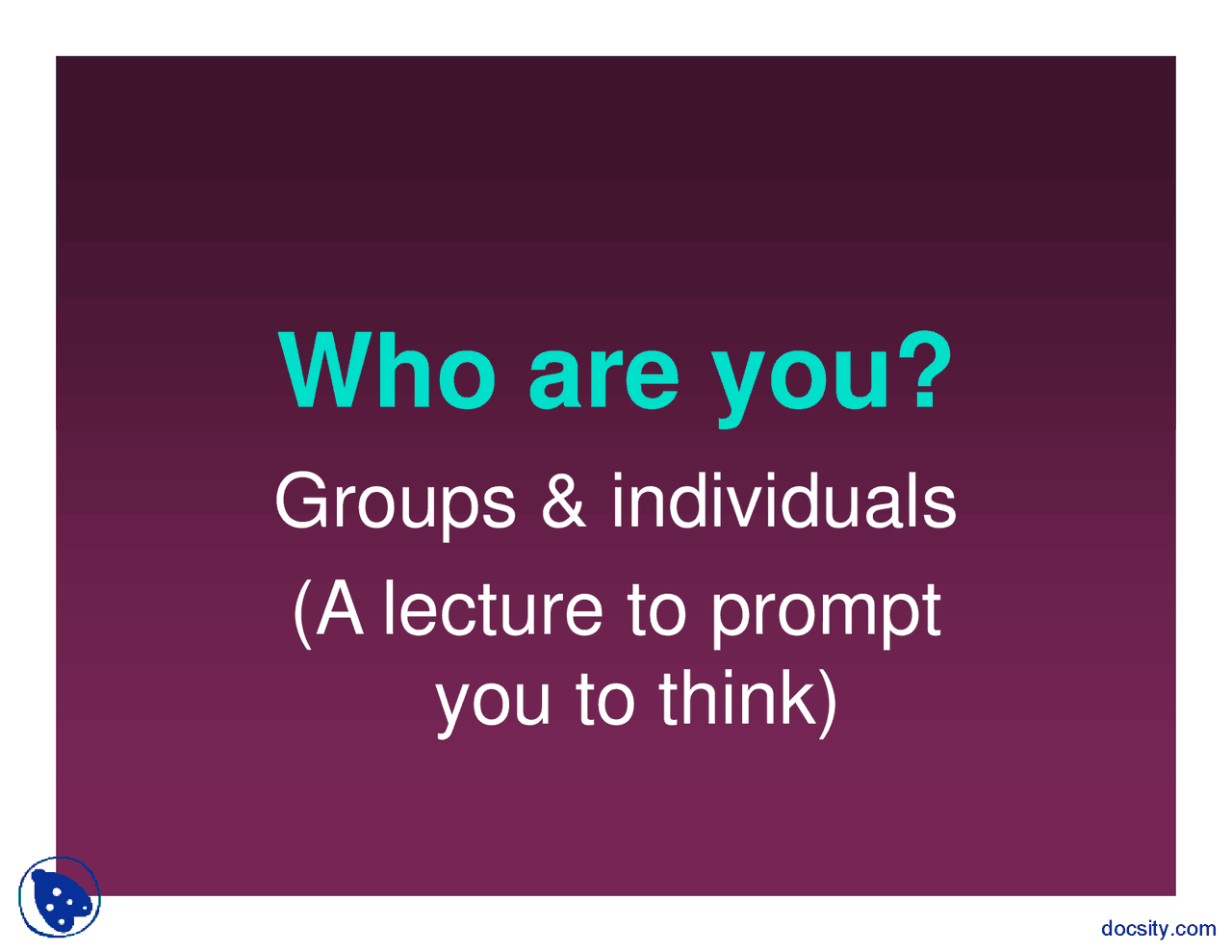 Groups And Individuals Health Lecture Slides Docsity