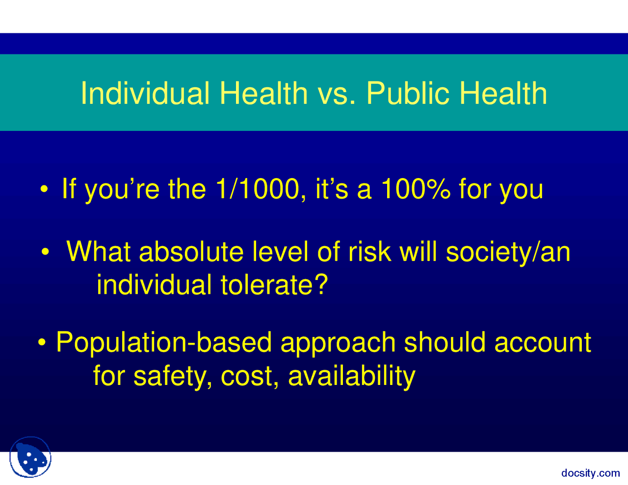 Individual Health - Health - Lecture Slides - Docsity