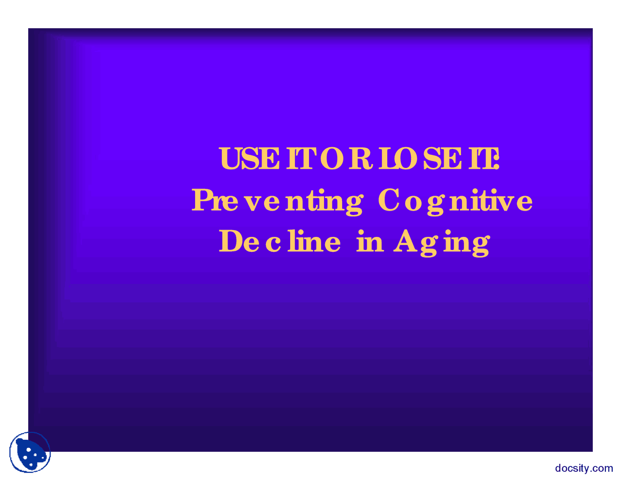 Preventing Cognitive Health Lecture Slides Docsity