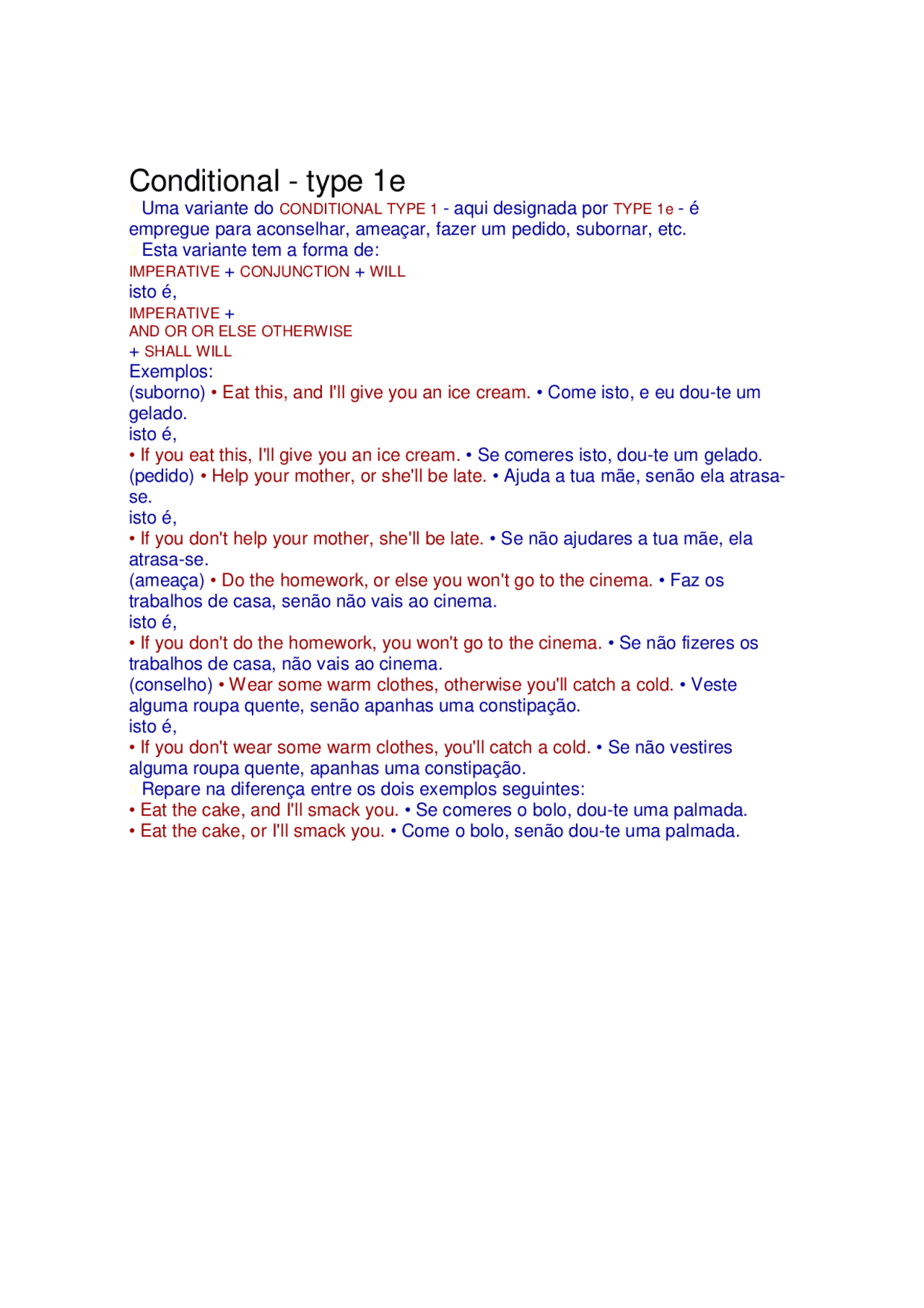 Conditional - type 1e - Docsity