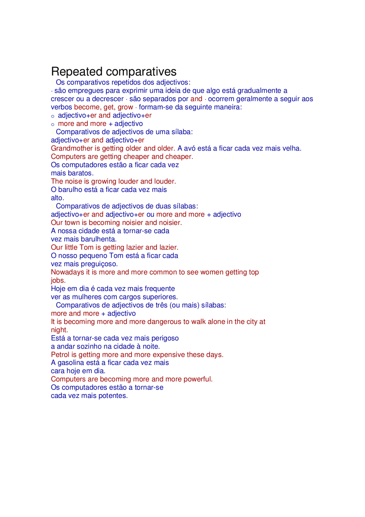 Repeated Comparatives - Docsity