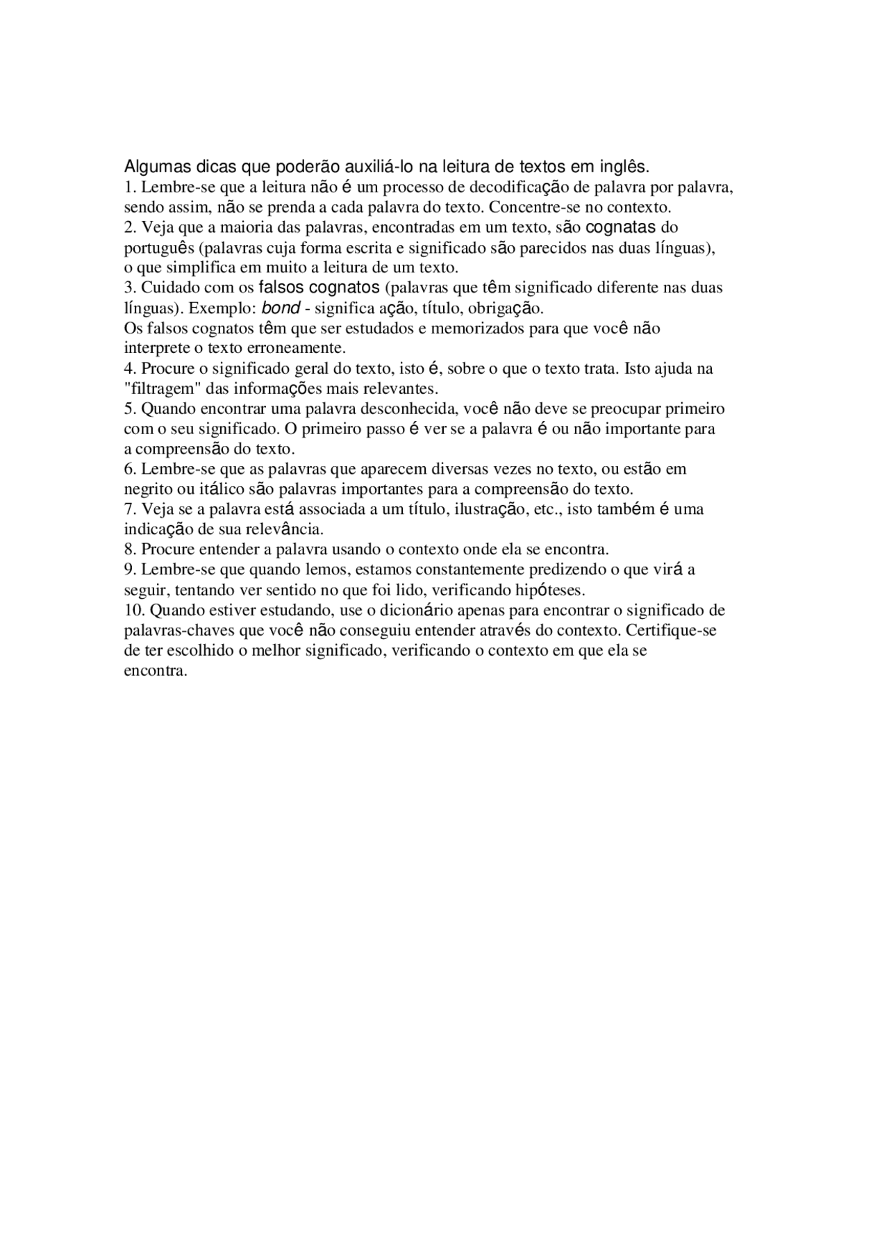 Dicas Para Leitura Docsity