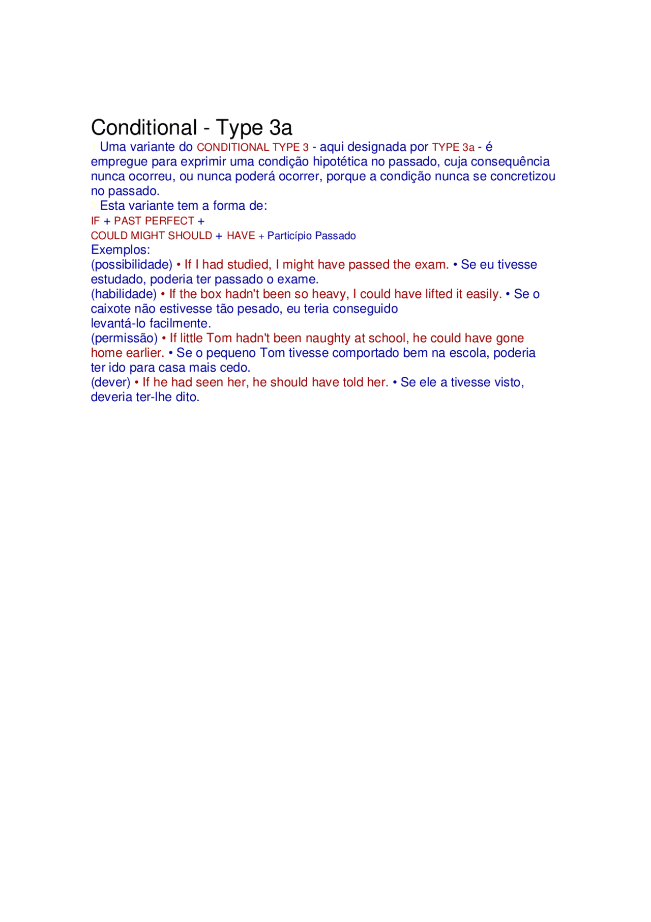 Conditional - type 3a - Docsity