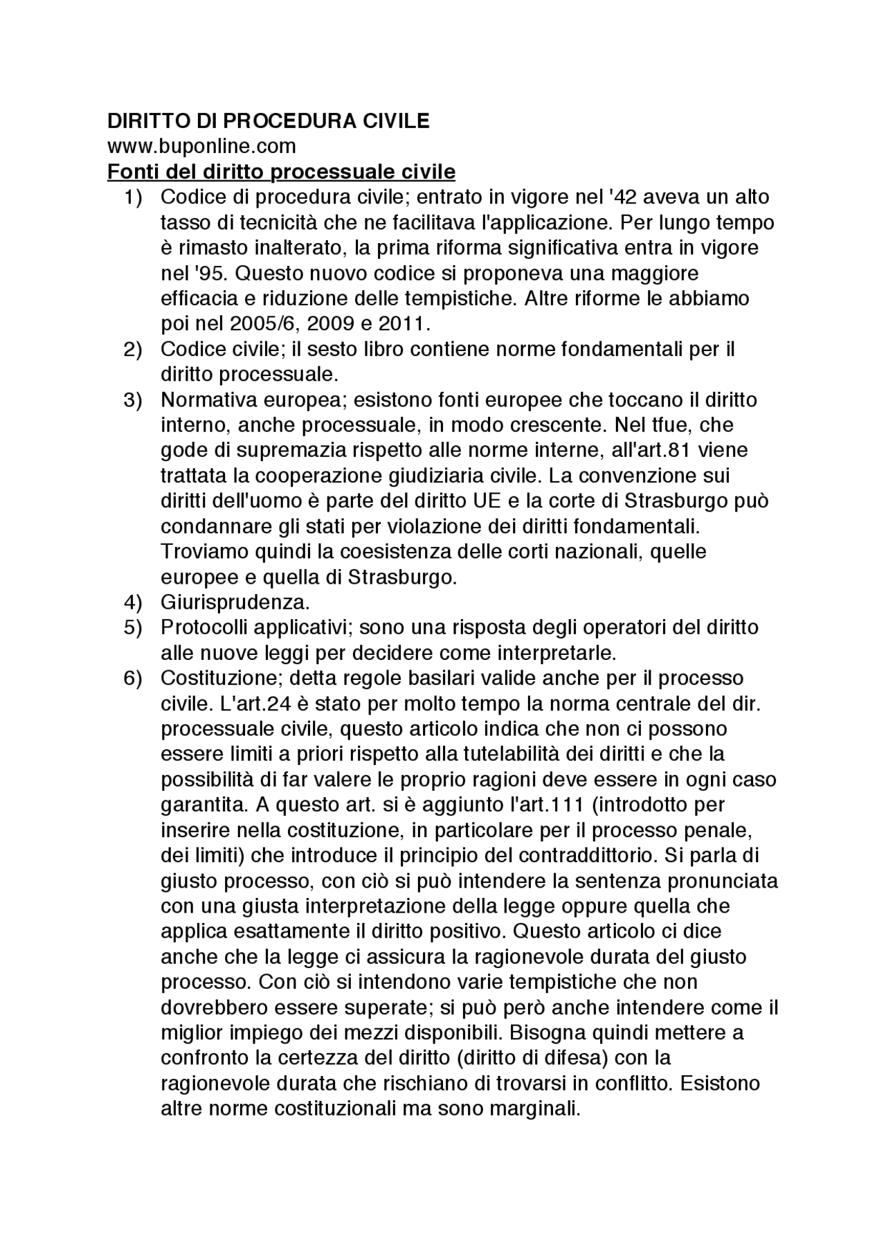 Diritto processuale civile - Docsity