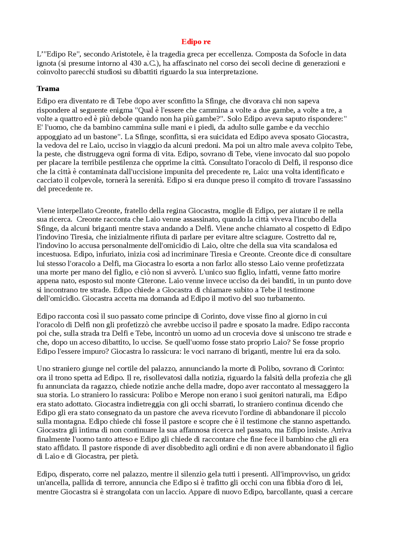 Edipo re e l'Antigone - Docsity