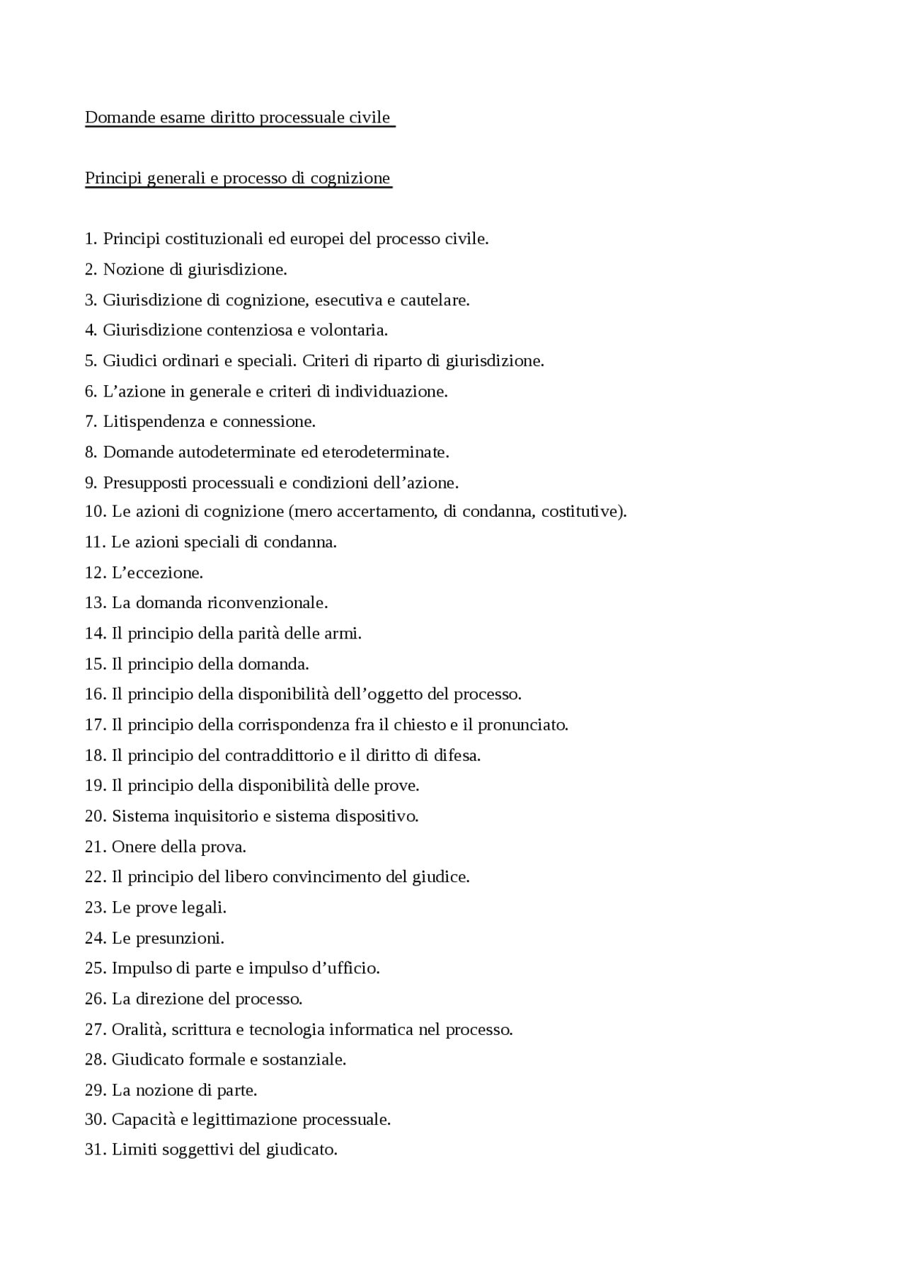 Domande Diritto Processuale Civile Docsity