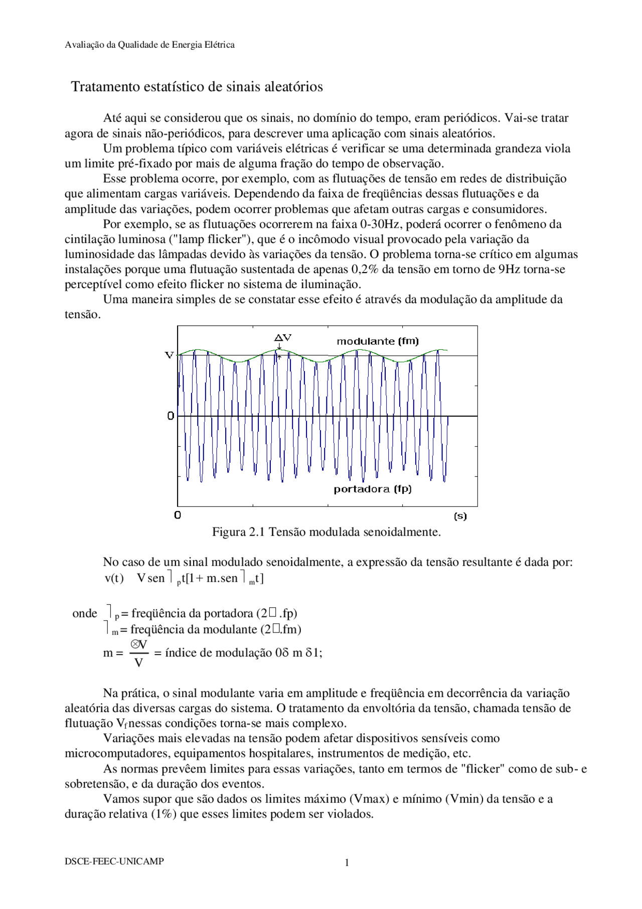 Tratamento estatístico de sinais aleatórios - Docsity