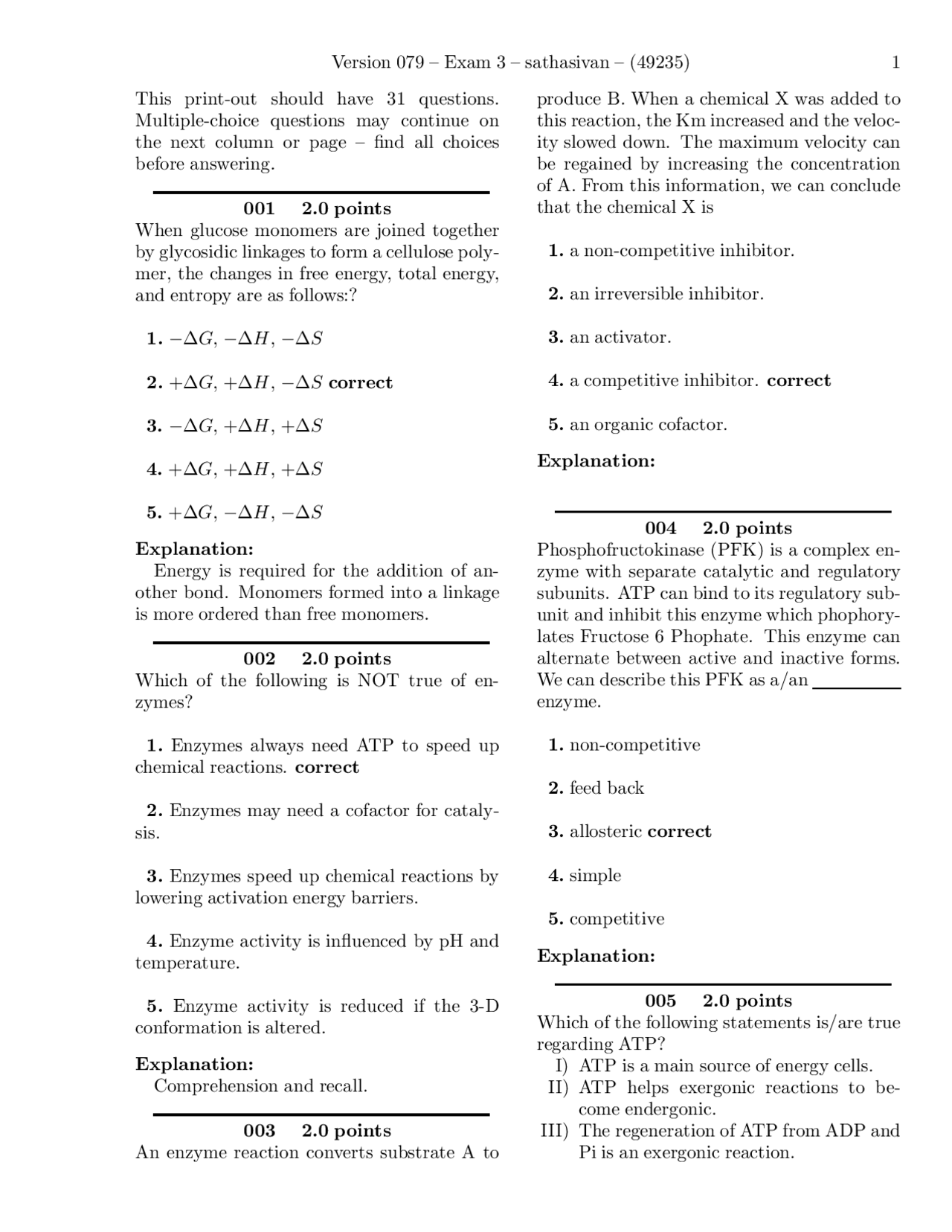 Practice Questions For Exam 3 Introductory Biology I Bio 311c Docsity