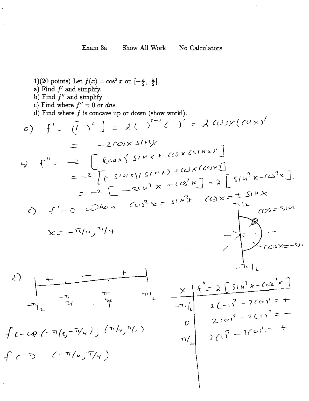 Exam 3 With Solution Differential And Integral Calculus M 408c