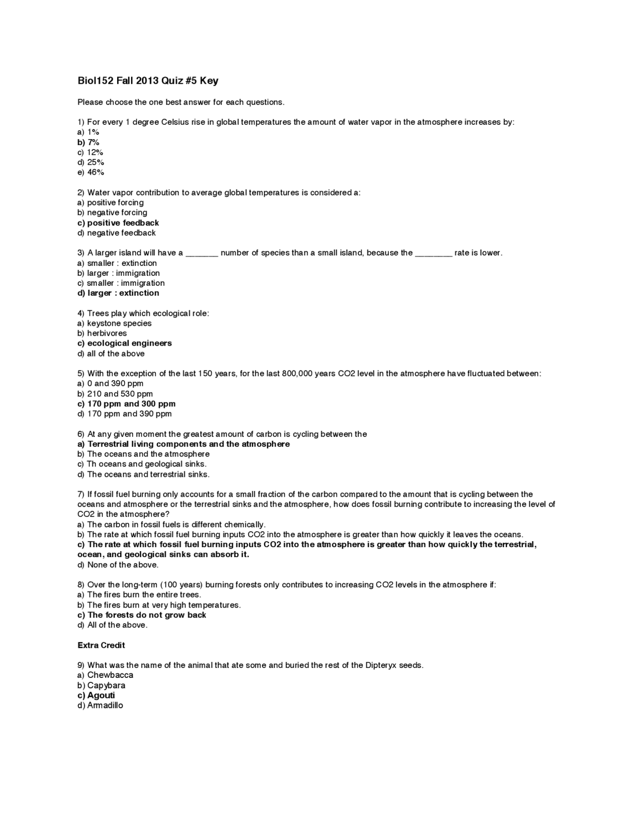 Quiz 5 Answers Key - Introduction Biology II | BIOLOGY 101 | Quizzes ...