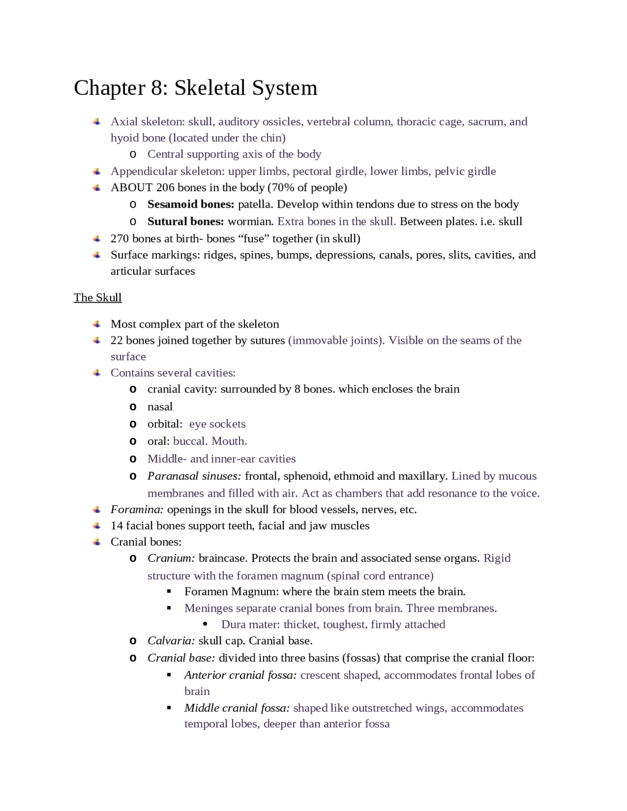 Lecture Notes on Skeletal System - Anatomy and Physiology I | CBIO 2200 ...