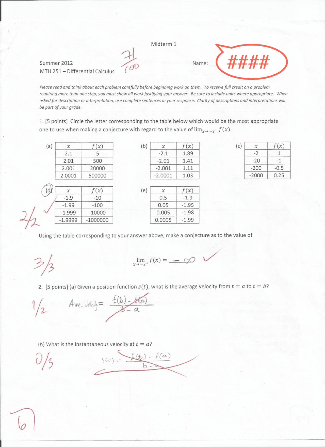 10 Solved Questions Midterm Exam 1 Differential Calculus Mth 251