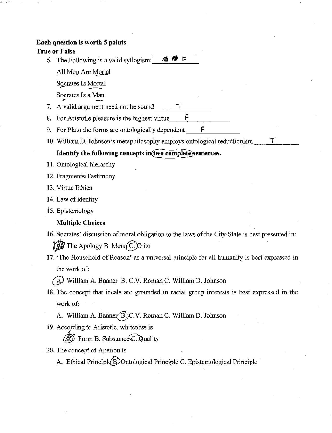Midterm Exam Paper Introduction To Philosophy Phl 200 Exams