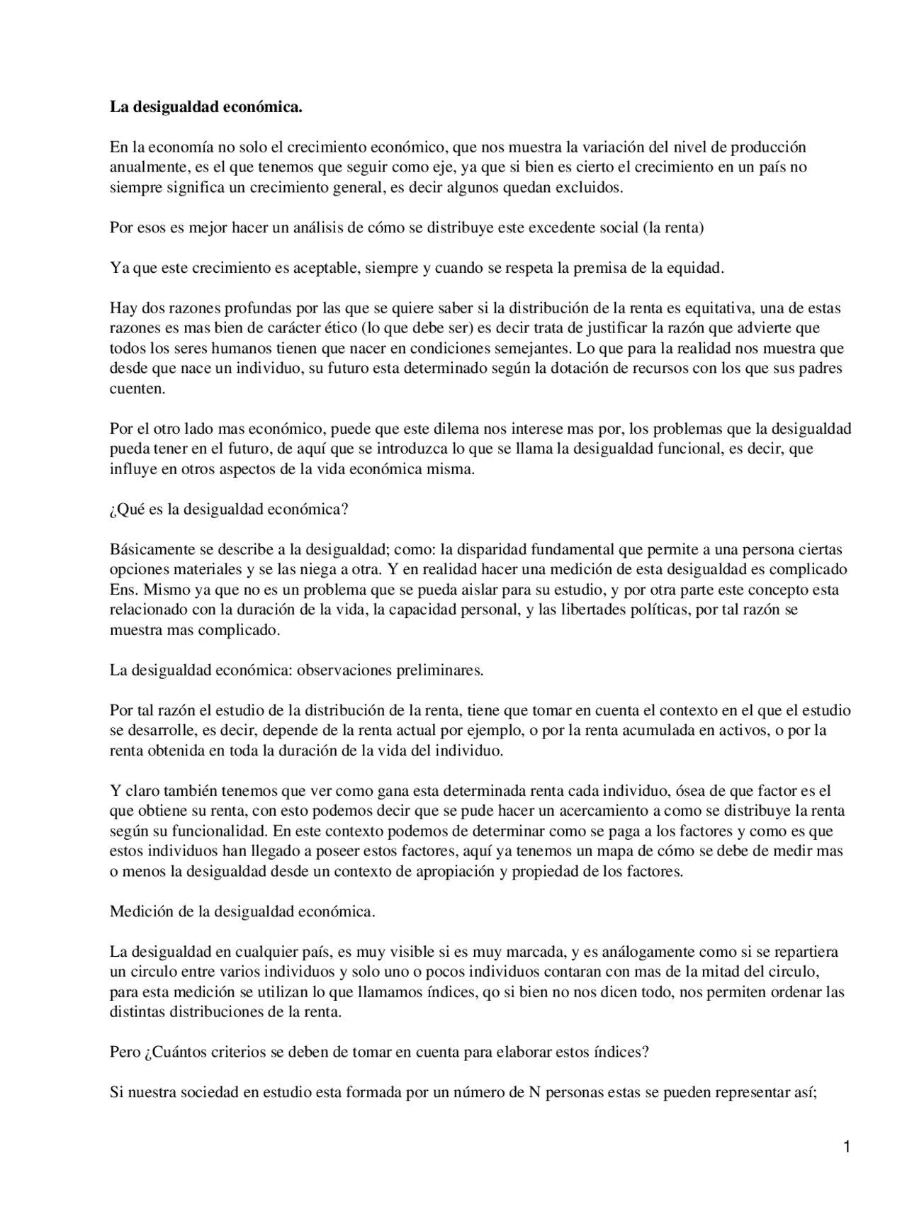 Apuntes sobre la Desigualdad Económica | Notas de estudo de Economia ...