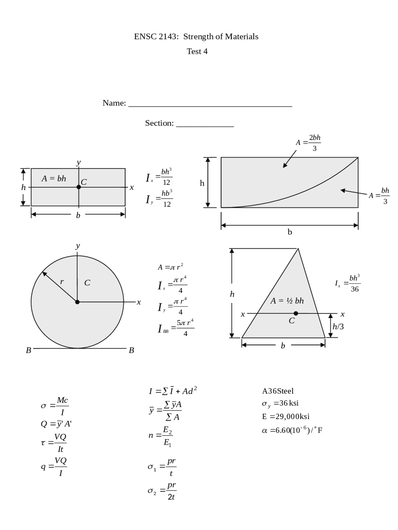 Strength of Materials Exam: Problem Solutions - Prof. Robert Emerson ...