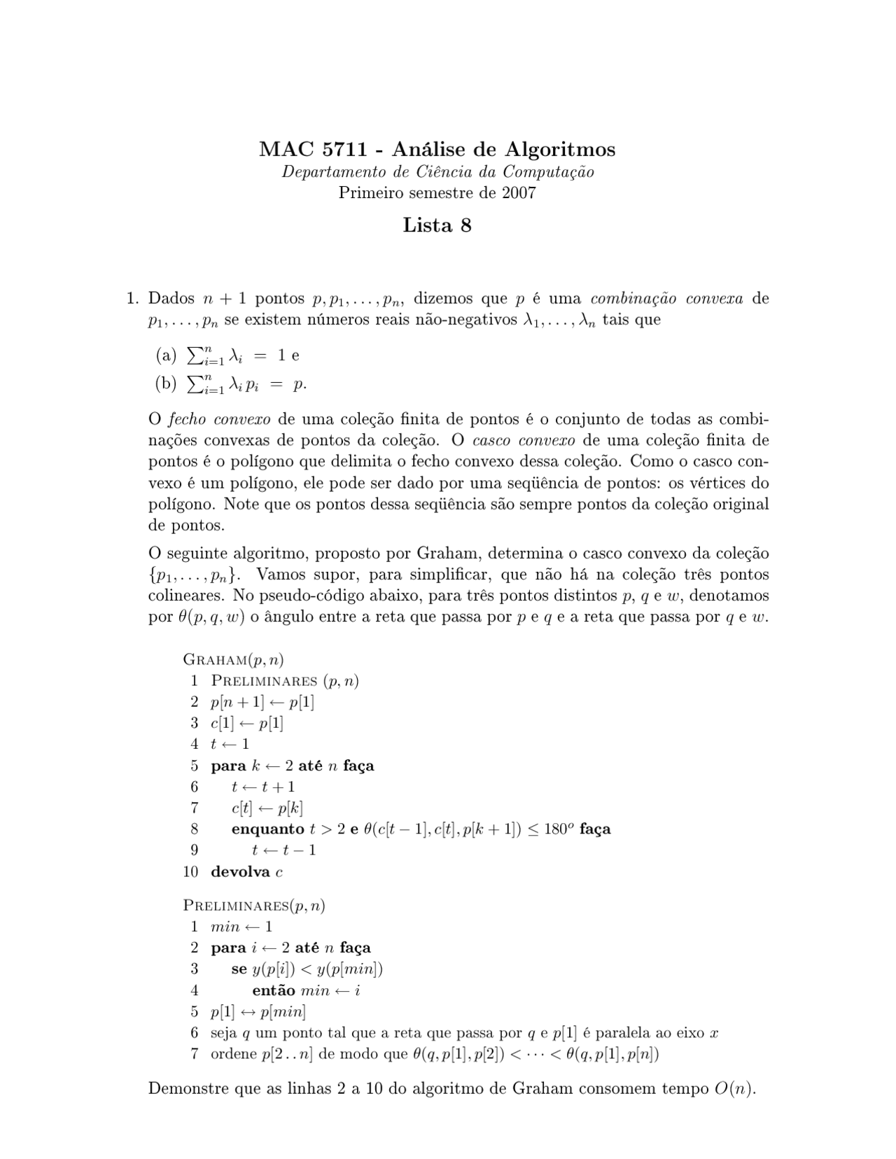 Análise De Algoritmos Lista 8 Docsity