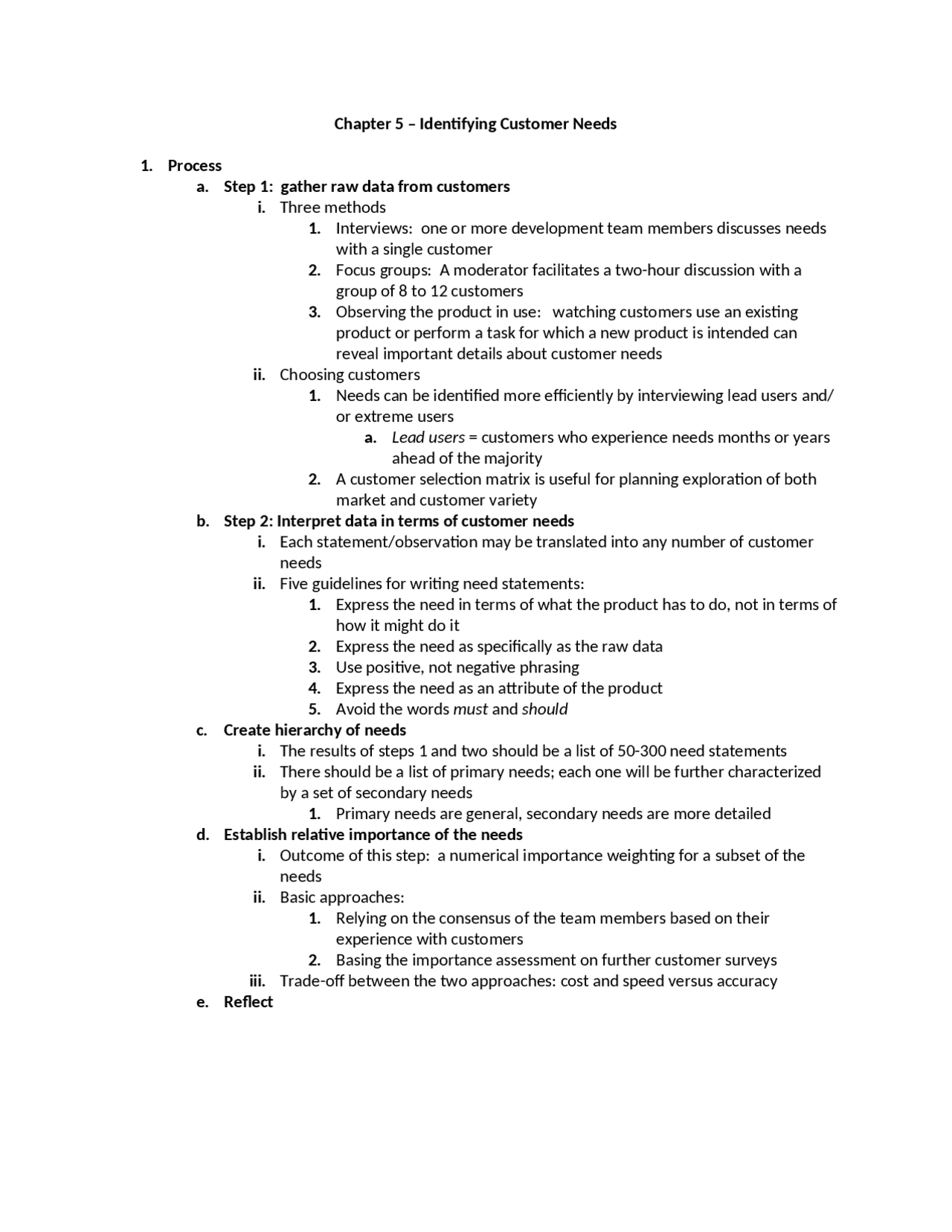 Identifying Customer Needs - Engineering Economics | ME 2024 - Docsity