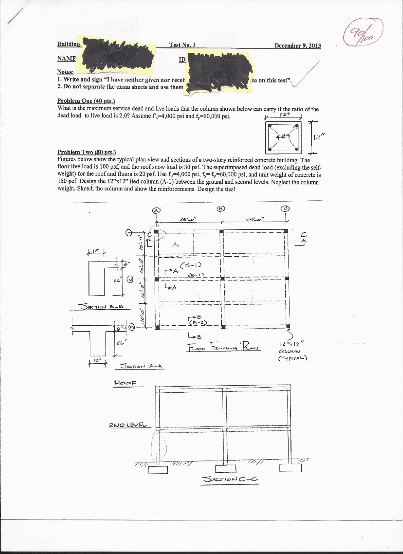 Test 3 Solved On Building Structures Arch 4076 Docsity