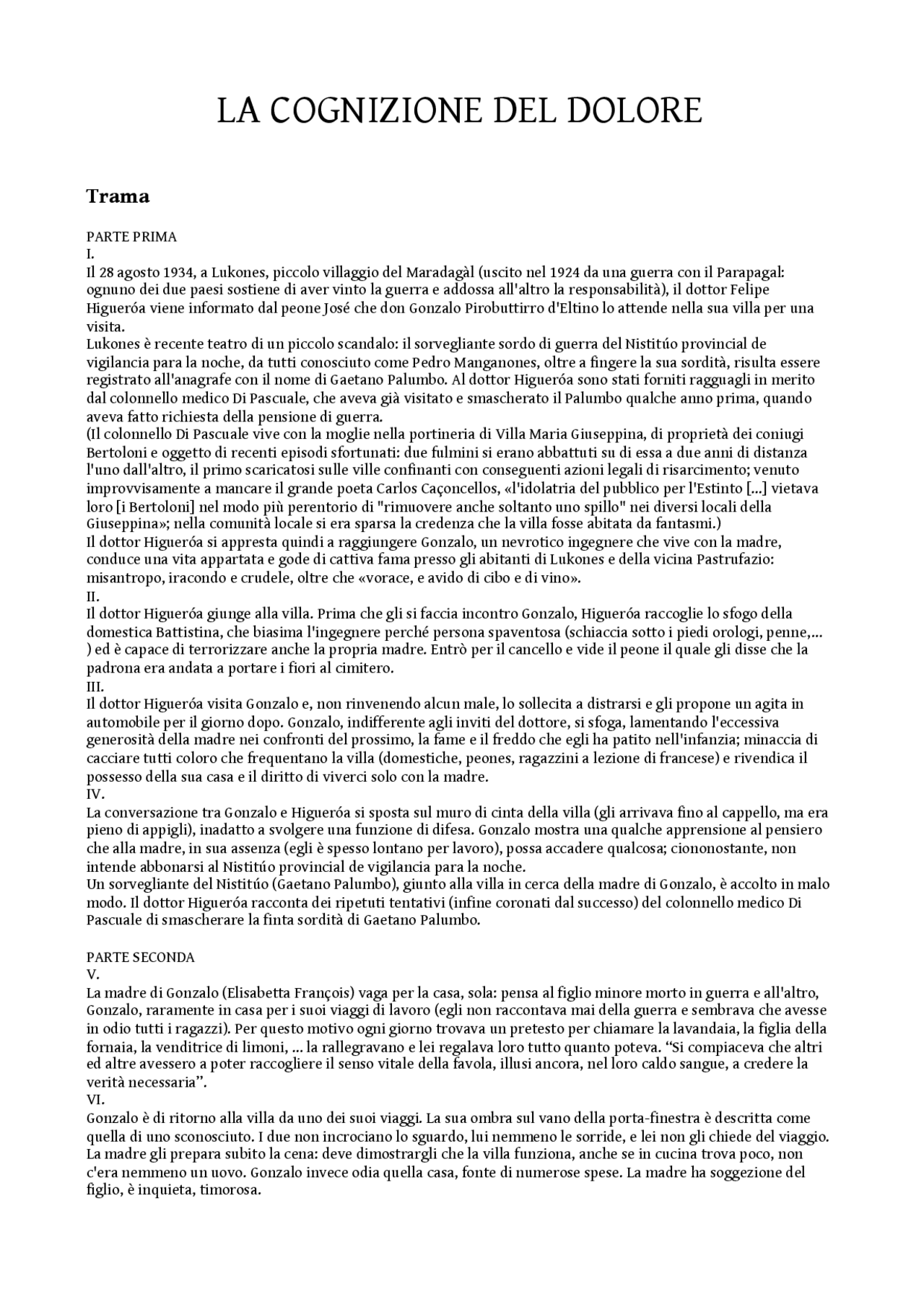 La Cognizione Del Dolore Docsity