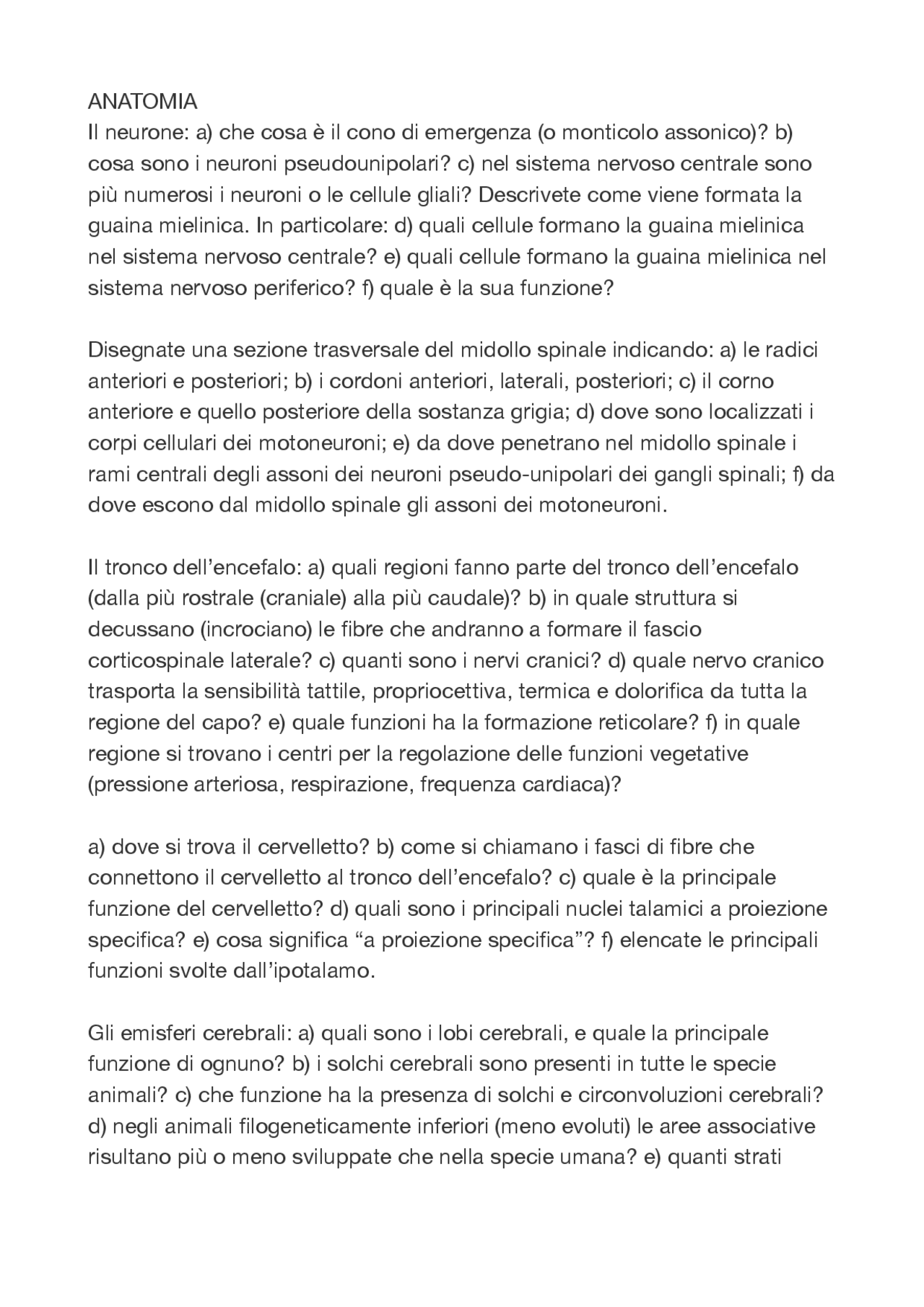 Domande Neurofisiologia Docsity