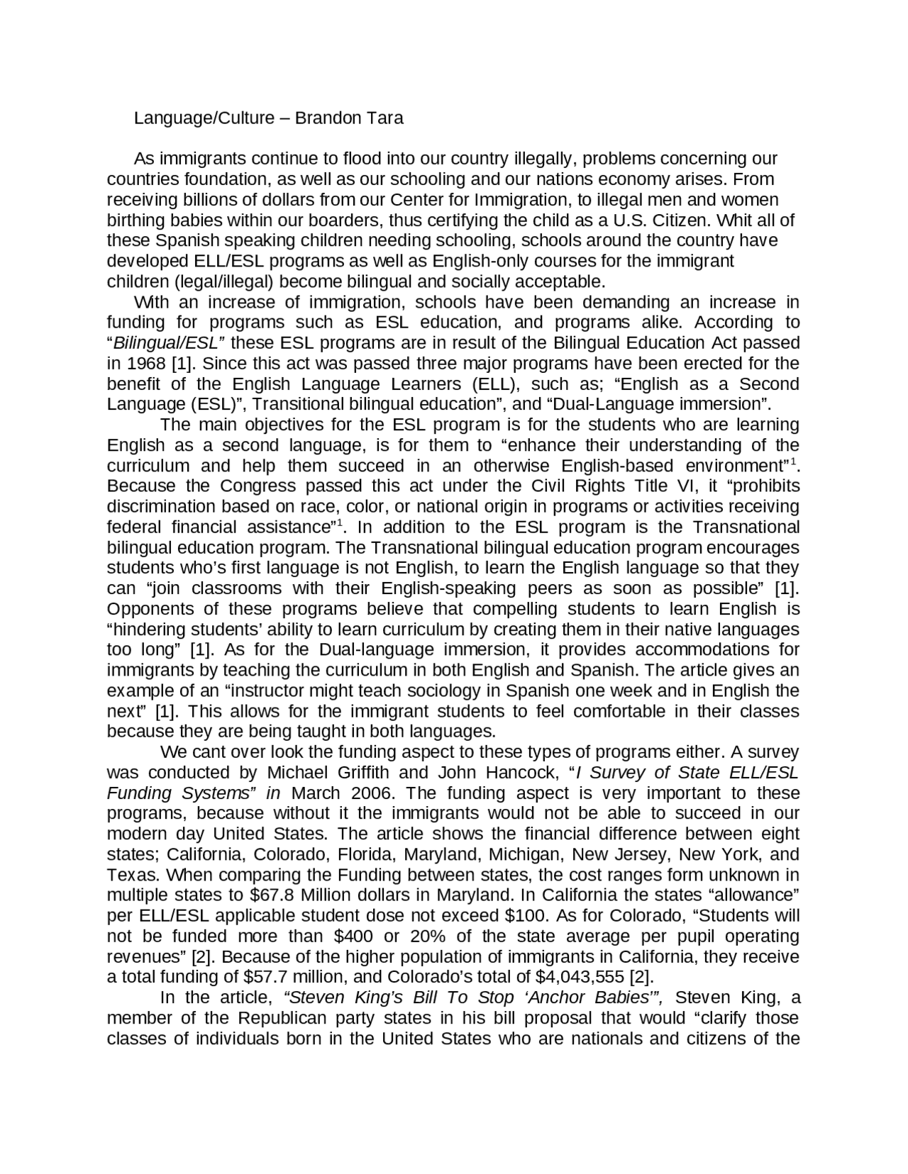Notes On Culture In Border Crossing Immigration Debate Etst 256