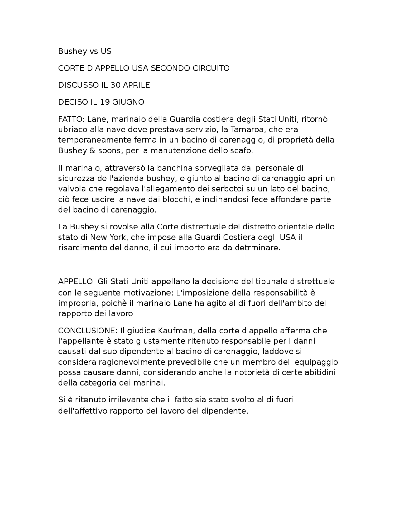 Sentenza Bushey Docsity