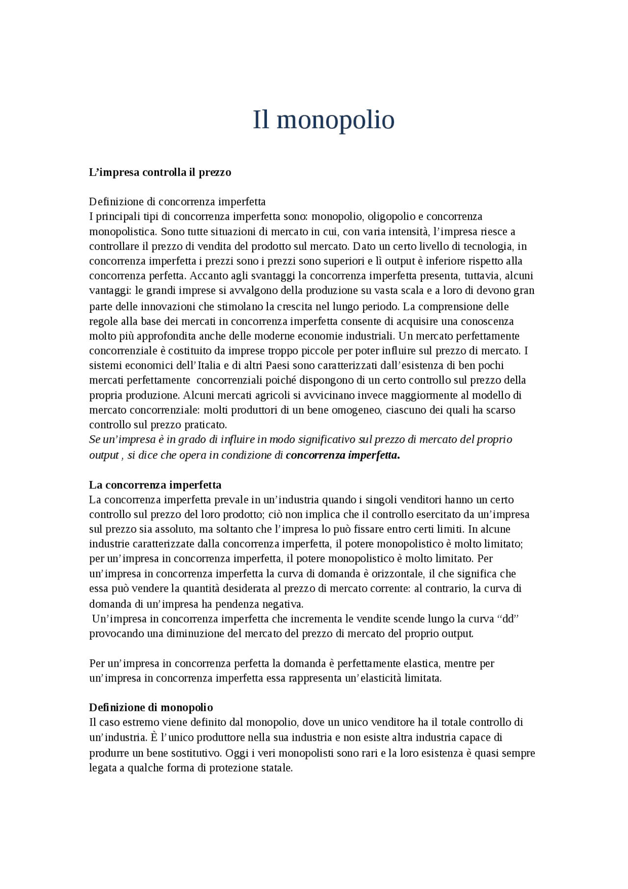 Capitolo 8 - Economia, XIX edizione, A. Samuelson, D. Nordhaus, A. Bollino - Docsity