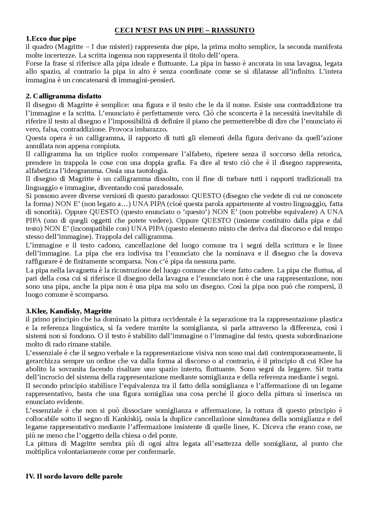 Ceci n'est pas une pipe - foucault riassunto - Docsity