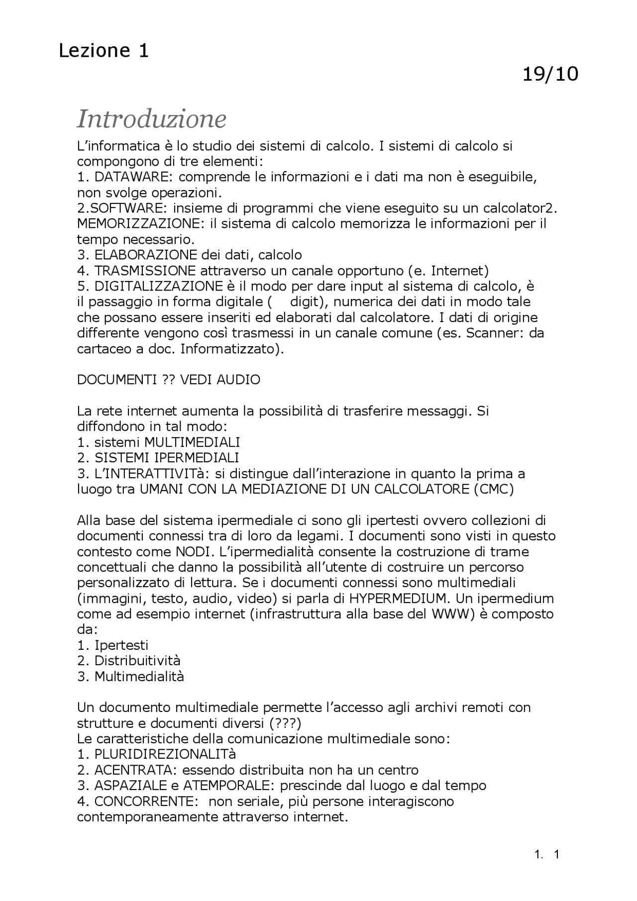 Lezione Di Informatica Docsity