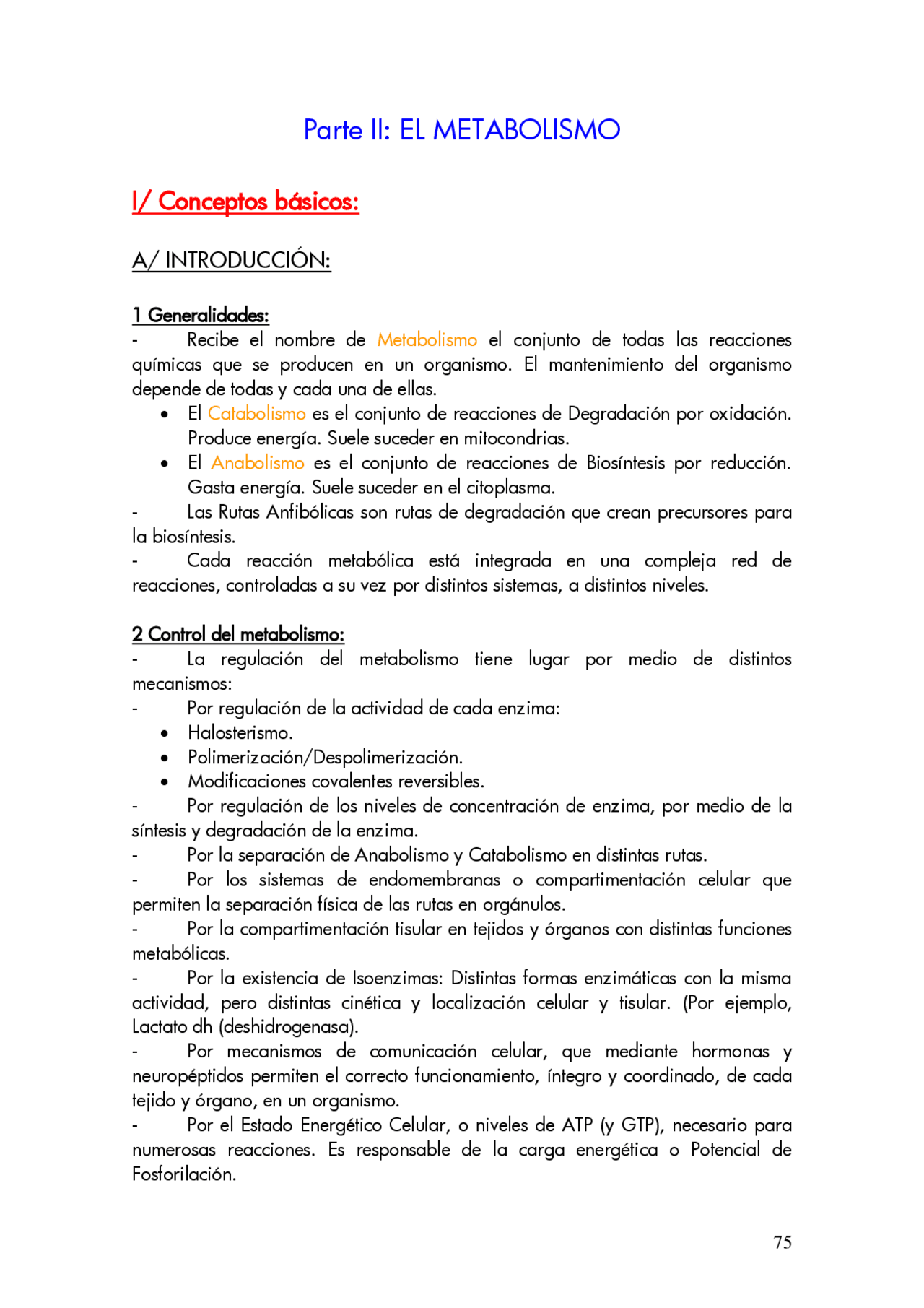 Apuntes Sobre El Metabolismo Docsity