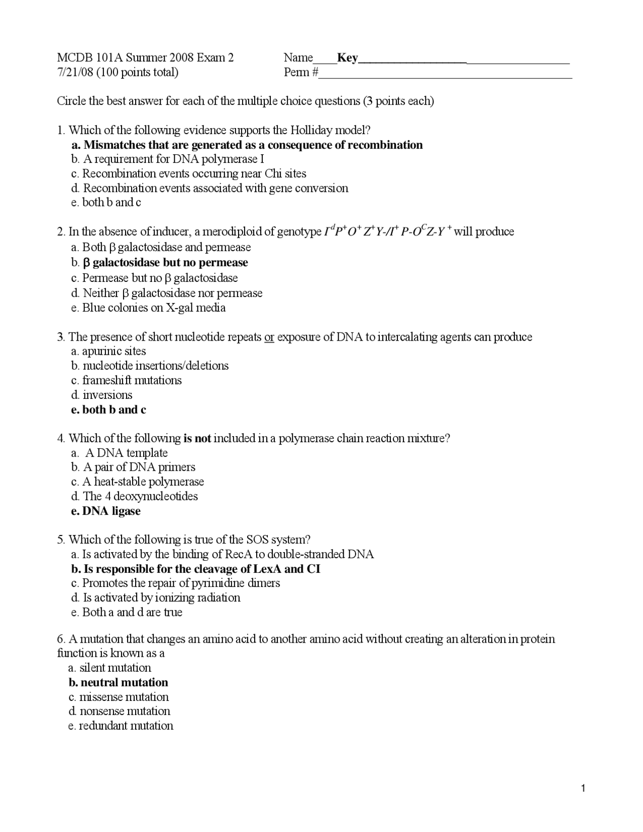 Test Ii Solved Molecular Genetics Mcdb 101a Docsity