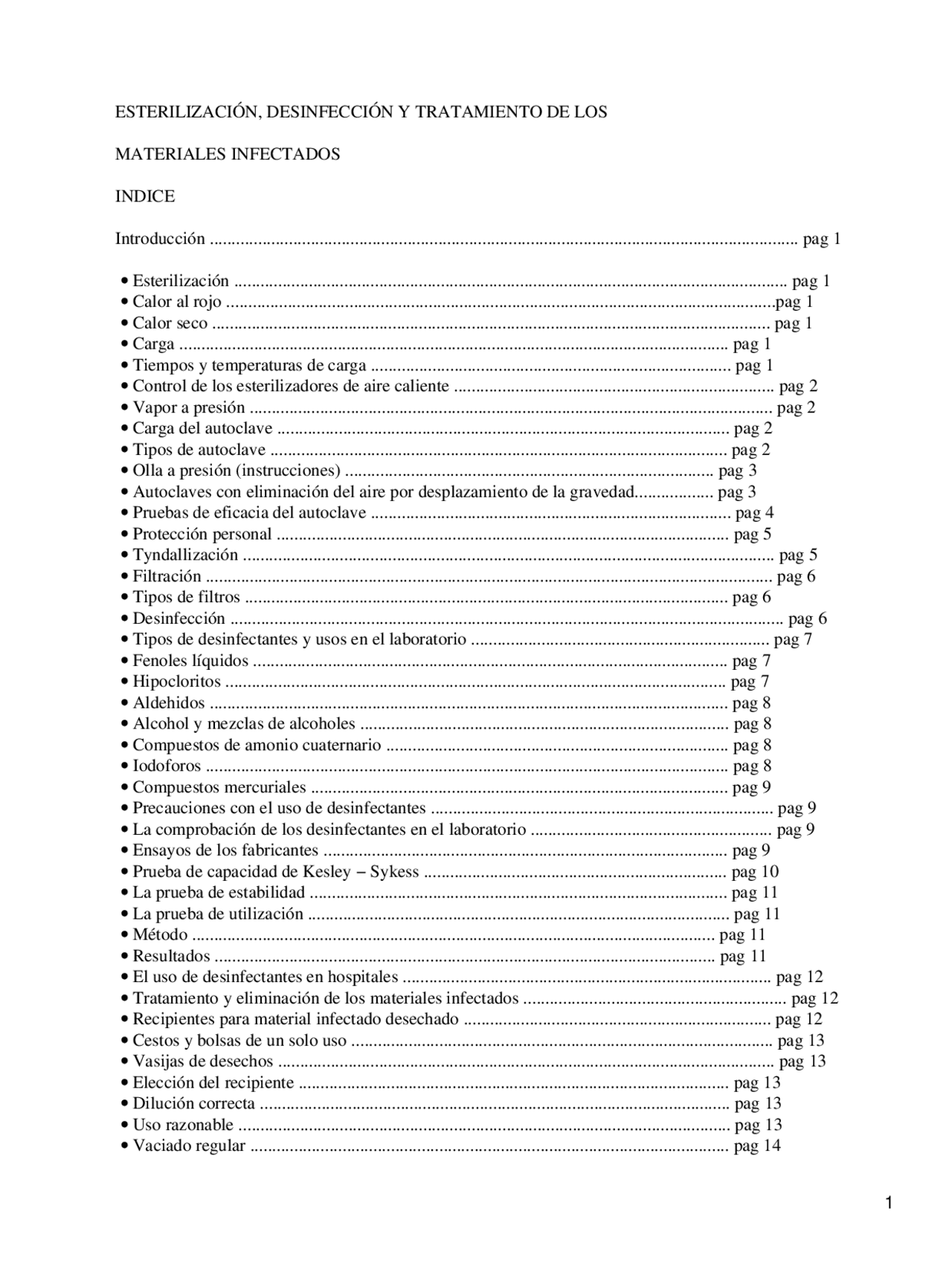 Apuntes Sobre La Esterilización De Los Materiales Infectados Docsity