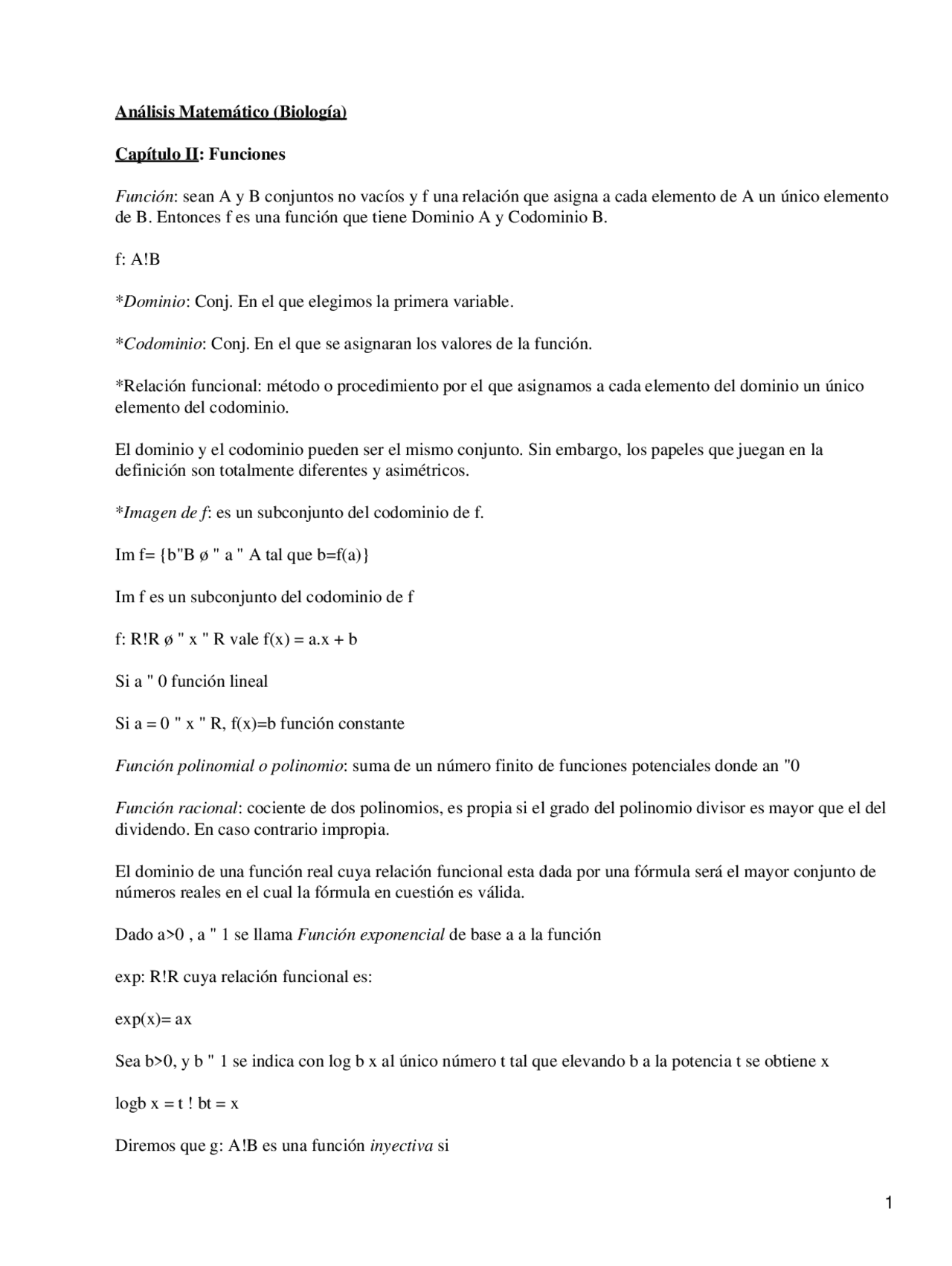 Apuntes Sobre El Análisis Matemático Apuntes De Biología Docsity