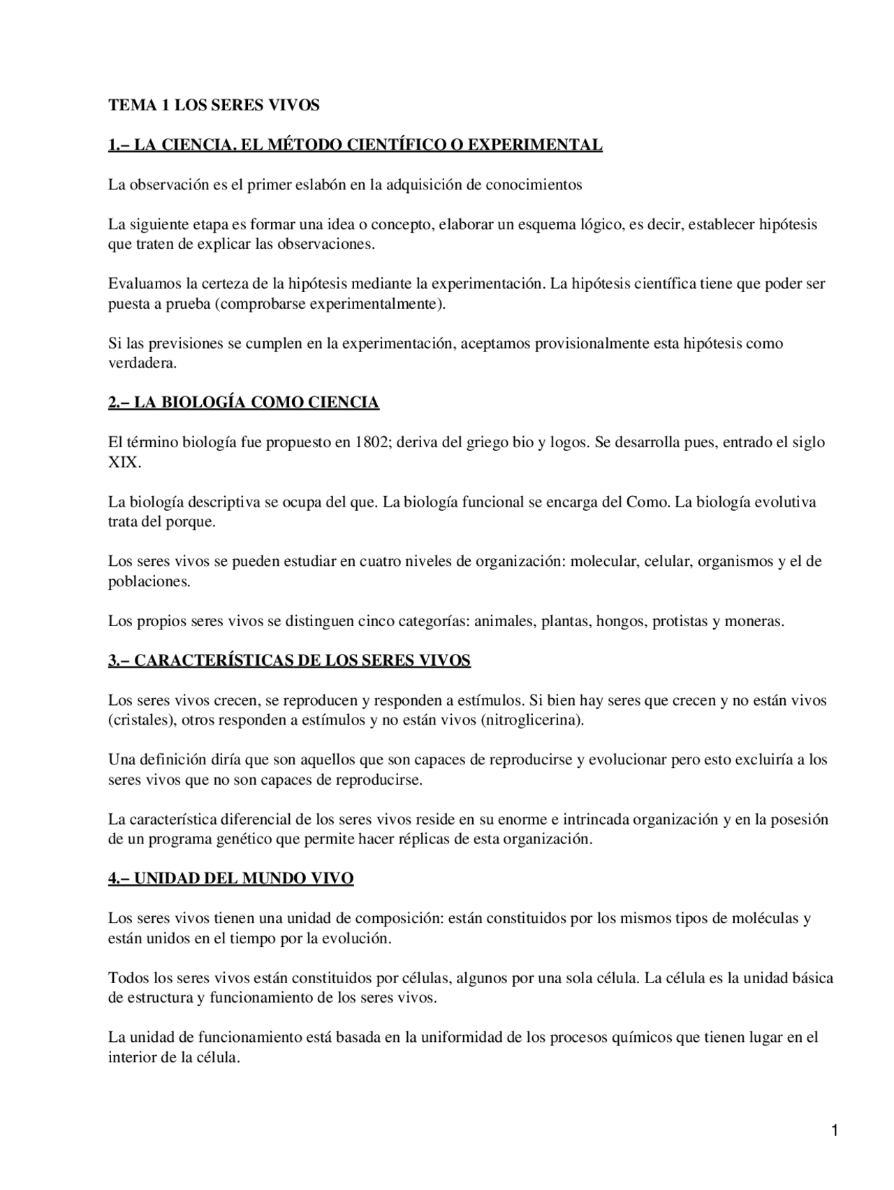 Apuntes Sobre Los Seres Vivos Docsity