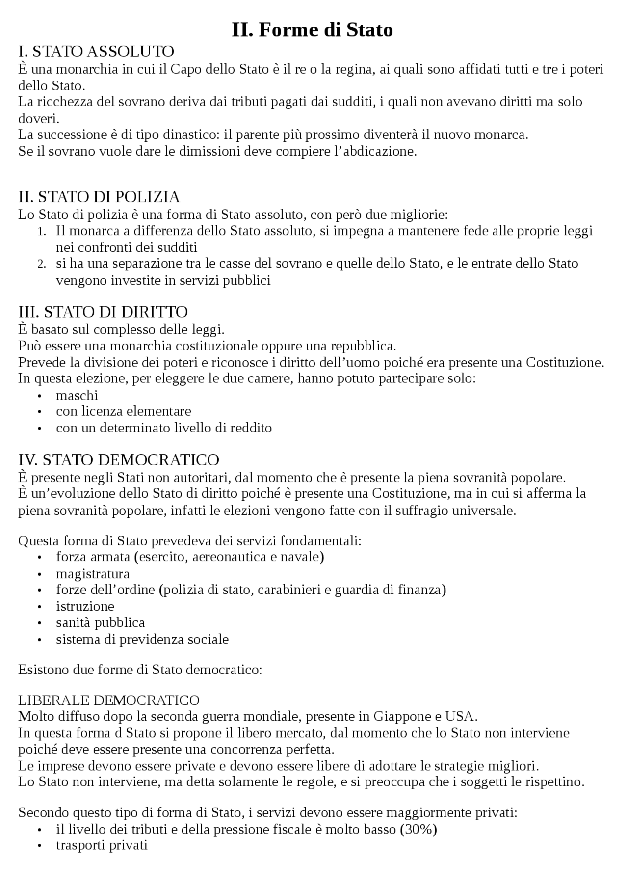 Forme Di Stato Appunti Di Diritto Pubblico Comparato Docsity