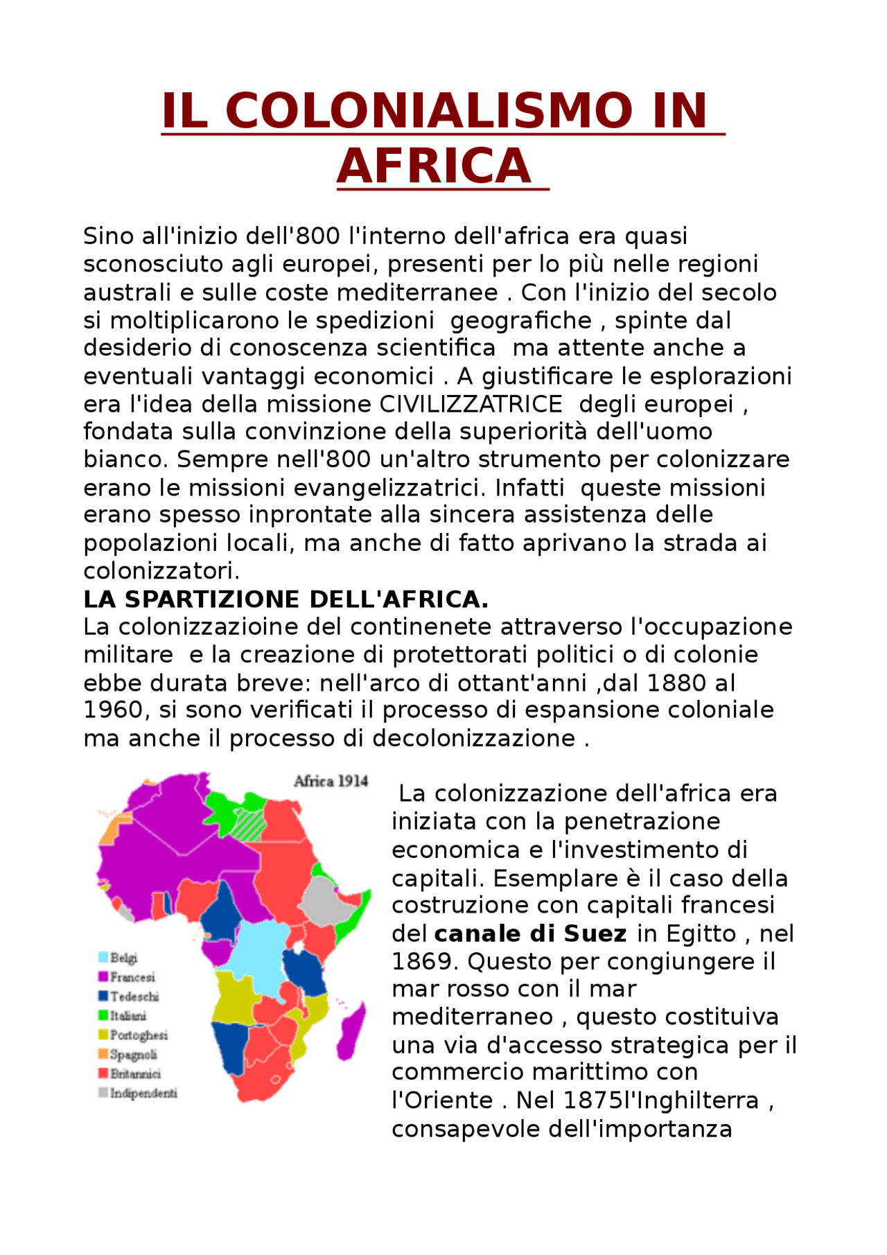 Colonialismo - Docsity