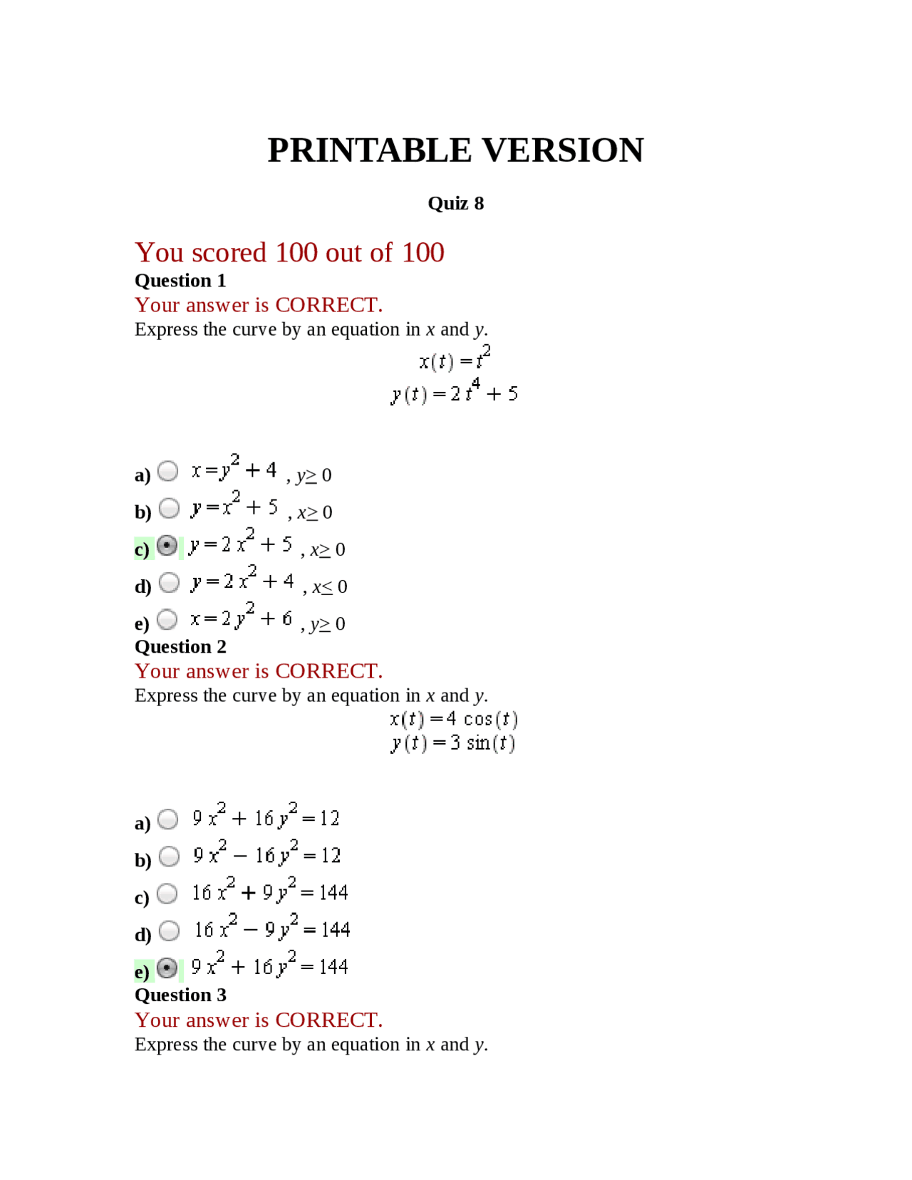 Quiz 8 Test Answer Key Calculus Ii Math 1432 Docsity