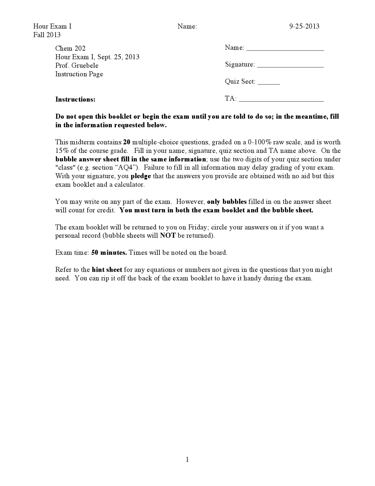 Multiple Choice Questions Accelerated Chemistry I Chem 202 Docsity