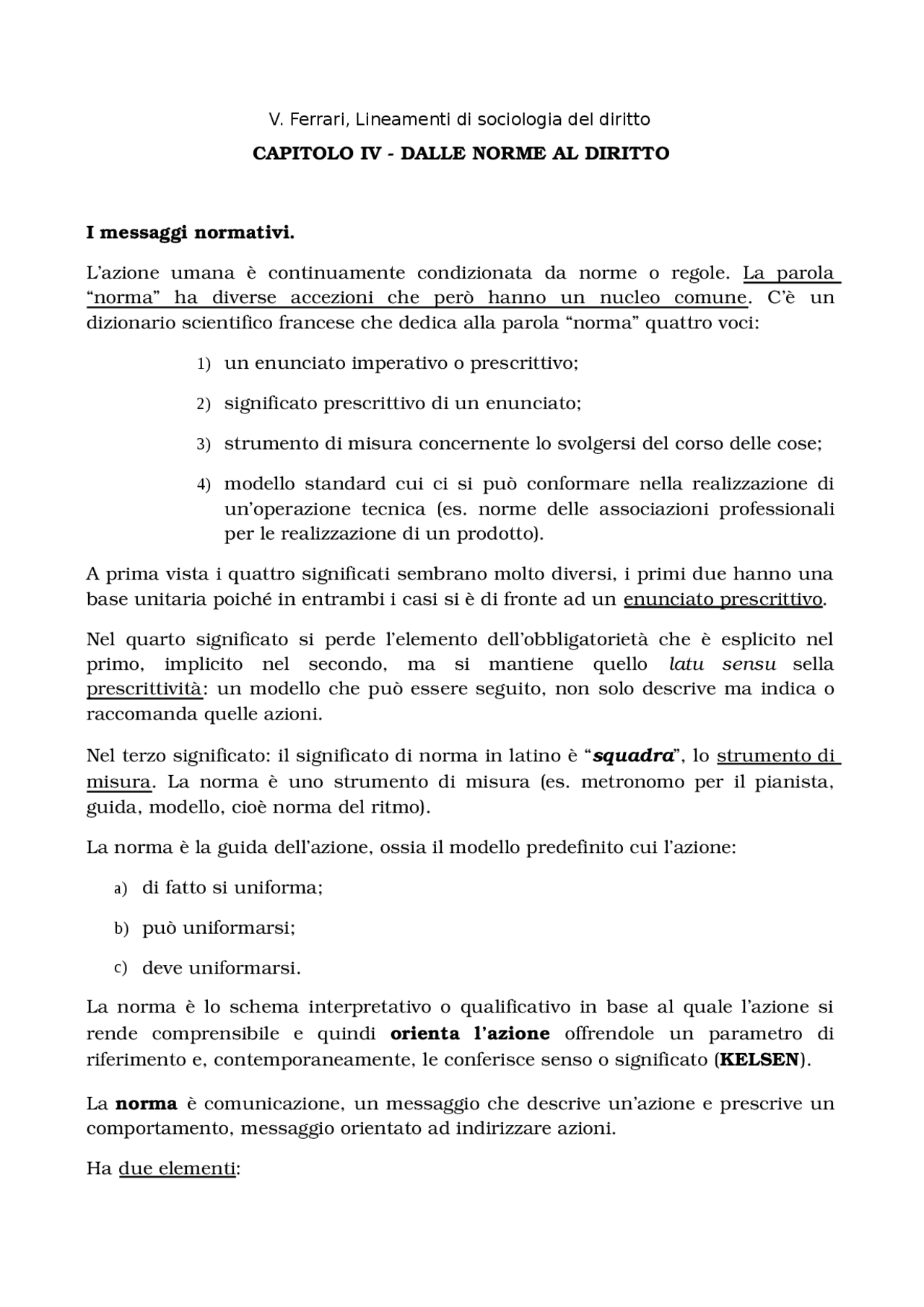 Ferrari Lineamenti Di Sociologia Del Diritto Cap Iv Docsity