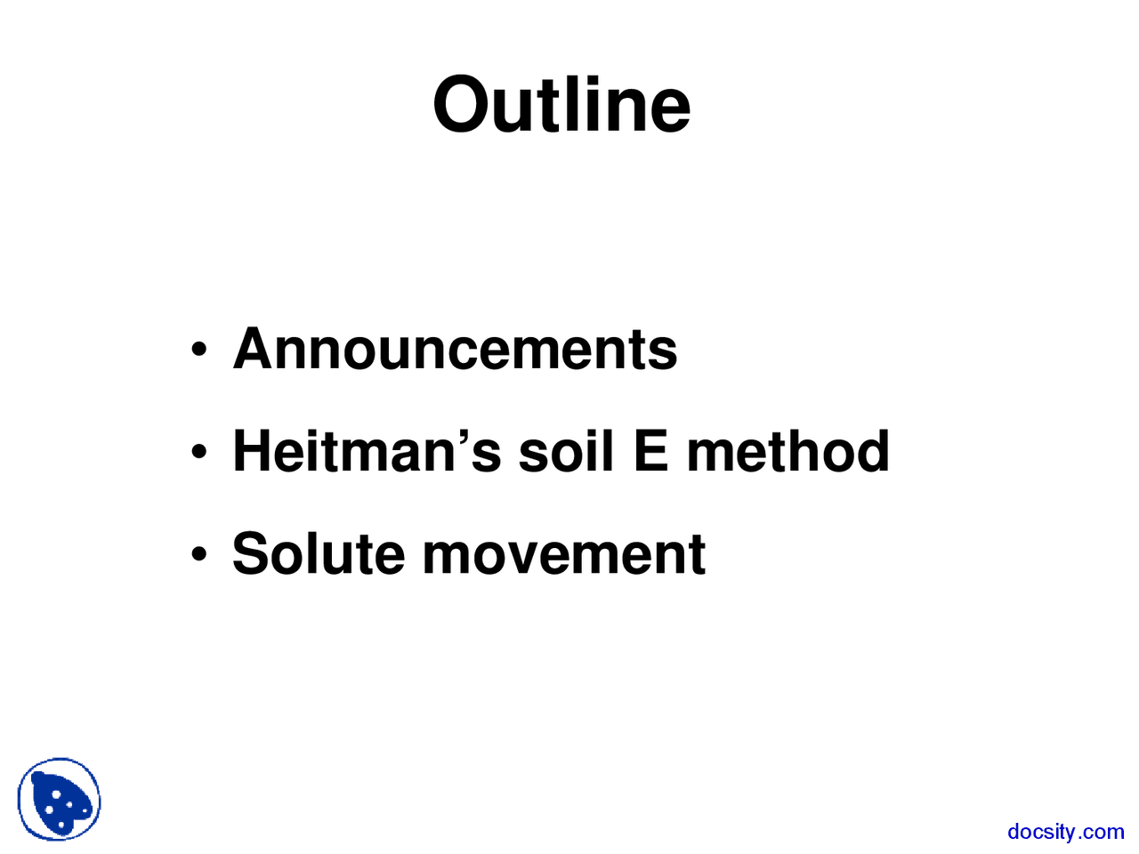 Heitman’s Soil e method - Soil Physics - Lecture Slides | Slides Soil Physics - Docsity