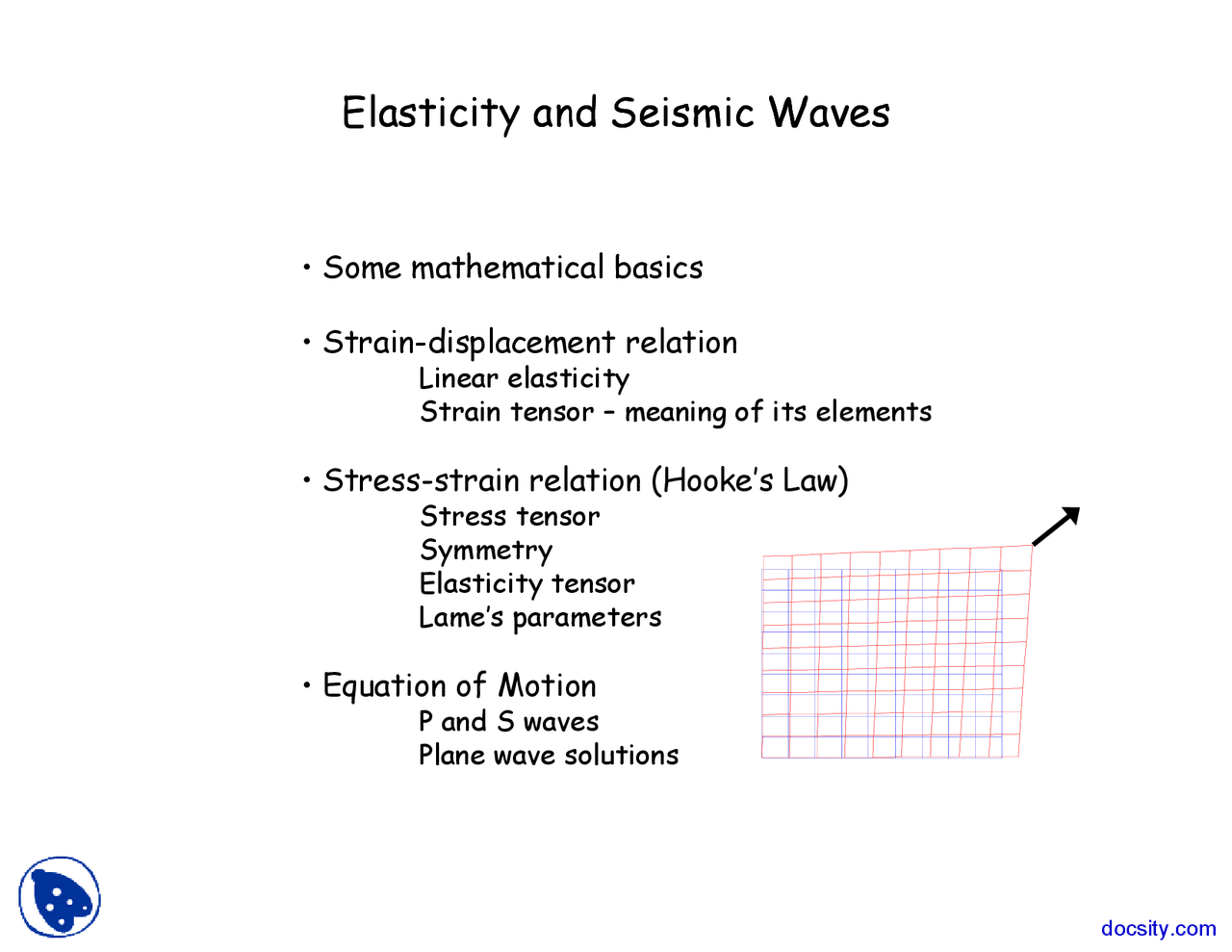 Elasticity and Seismic Waves - Solid State Physics - Lecture Slides | Slides Solid State Physics ...