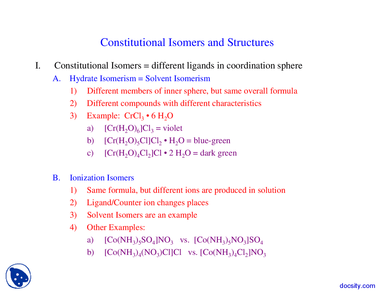 Constitutional Isomers and Structures - Advanced Inorganic Chemistry ...
