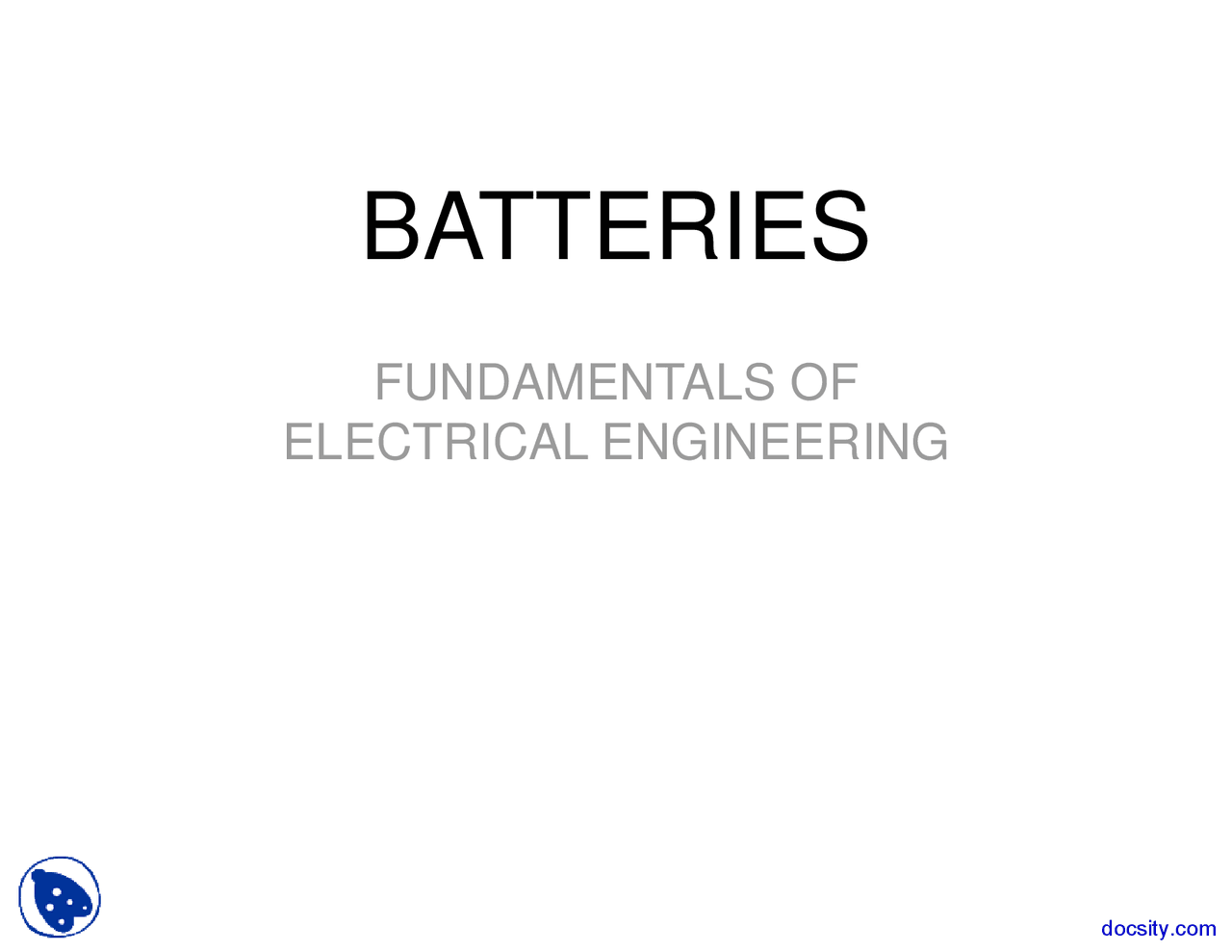 Battery Electrical Engineering Lecture Slides Docsity