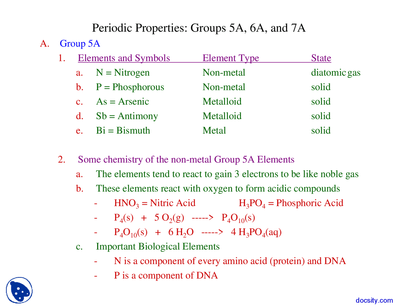 Periodic Properties Groups 5A, 6A, and 7A - Chemistry - Lecture Slides ...
