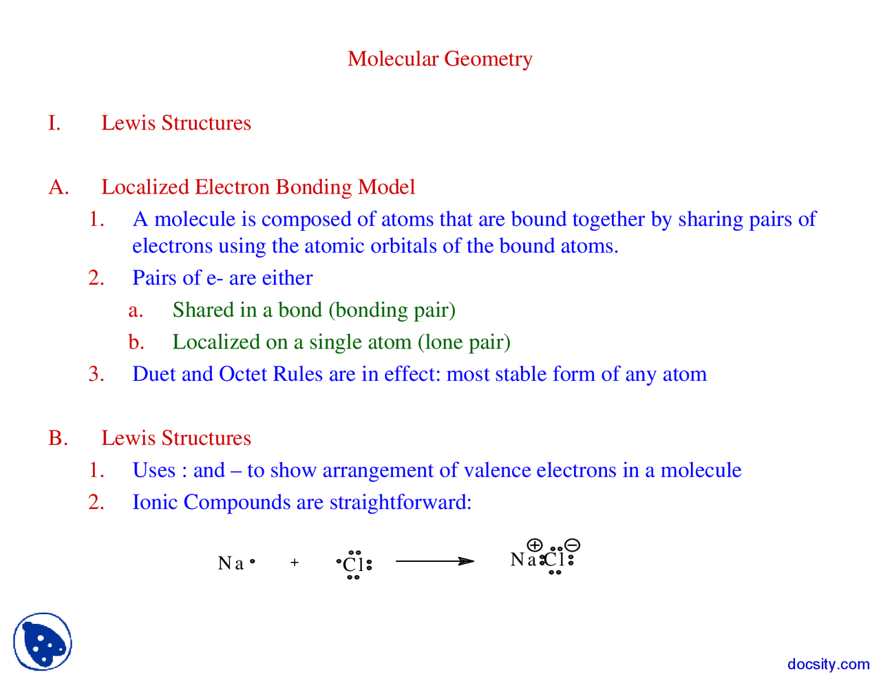 Molecular Geometry Chemistry Lecture Slides Docsity