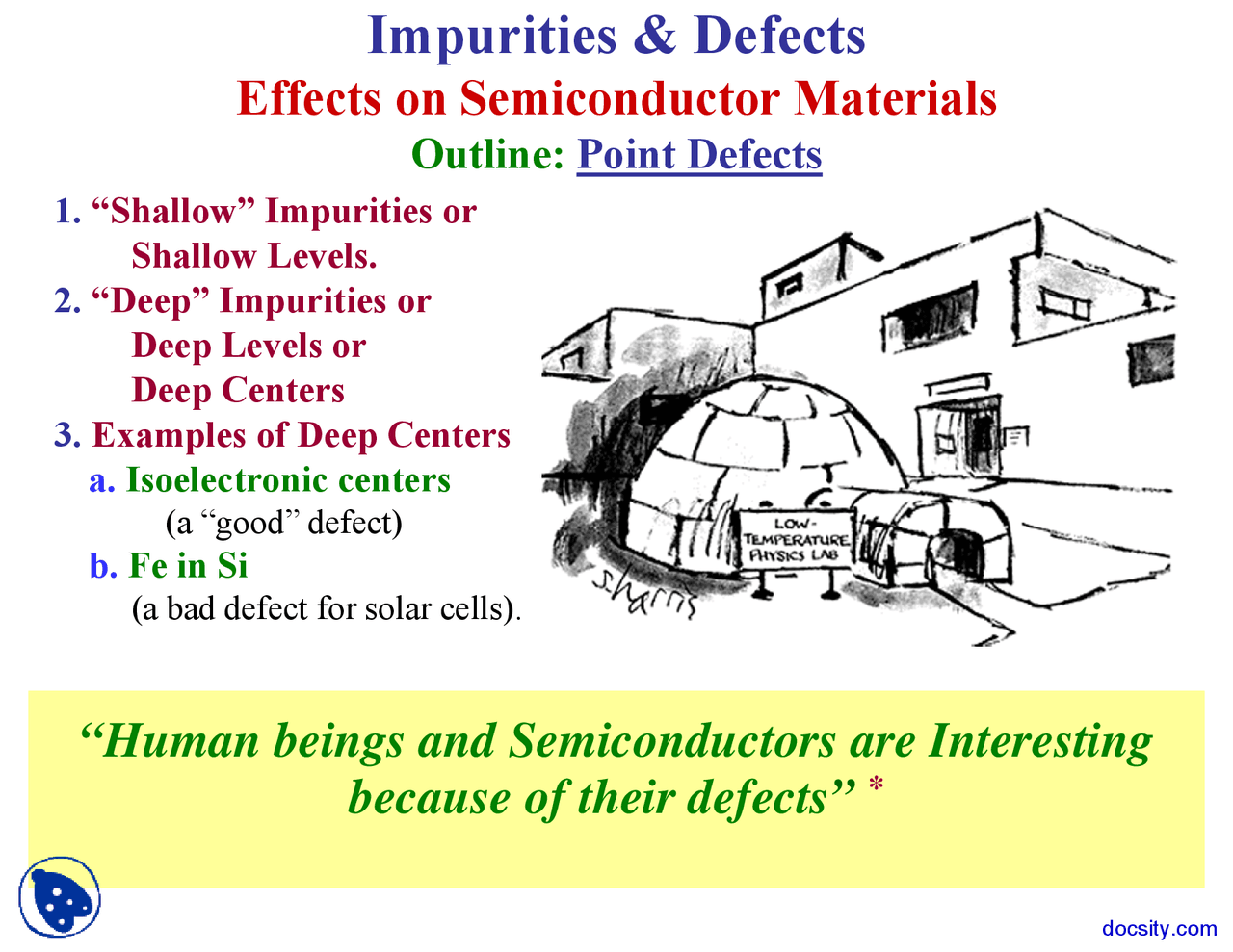 Impurities And Defects Solid State Physics Lecture Slides Docsity