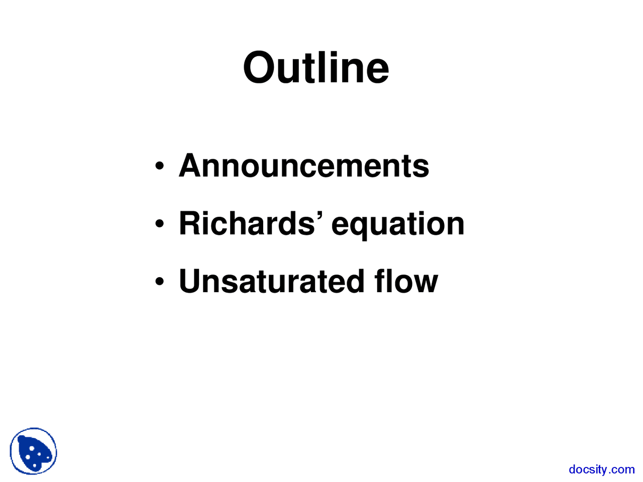 Richard's Equation - Soil Physics - Lecture Slides - Docsity