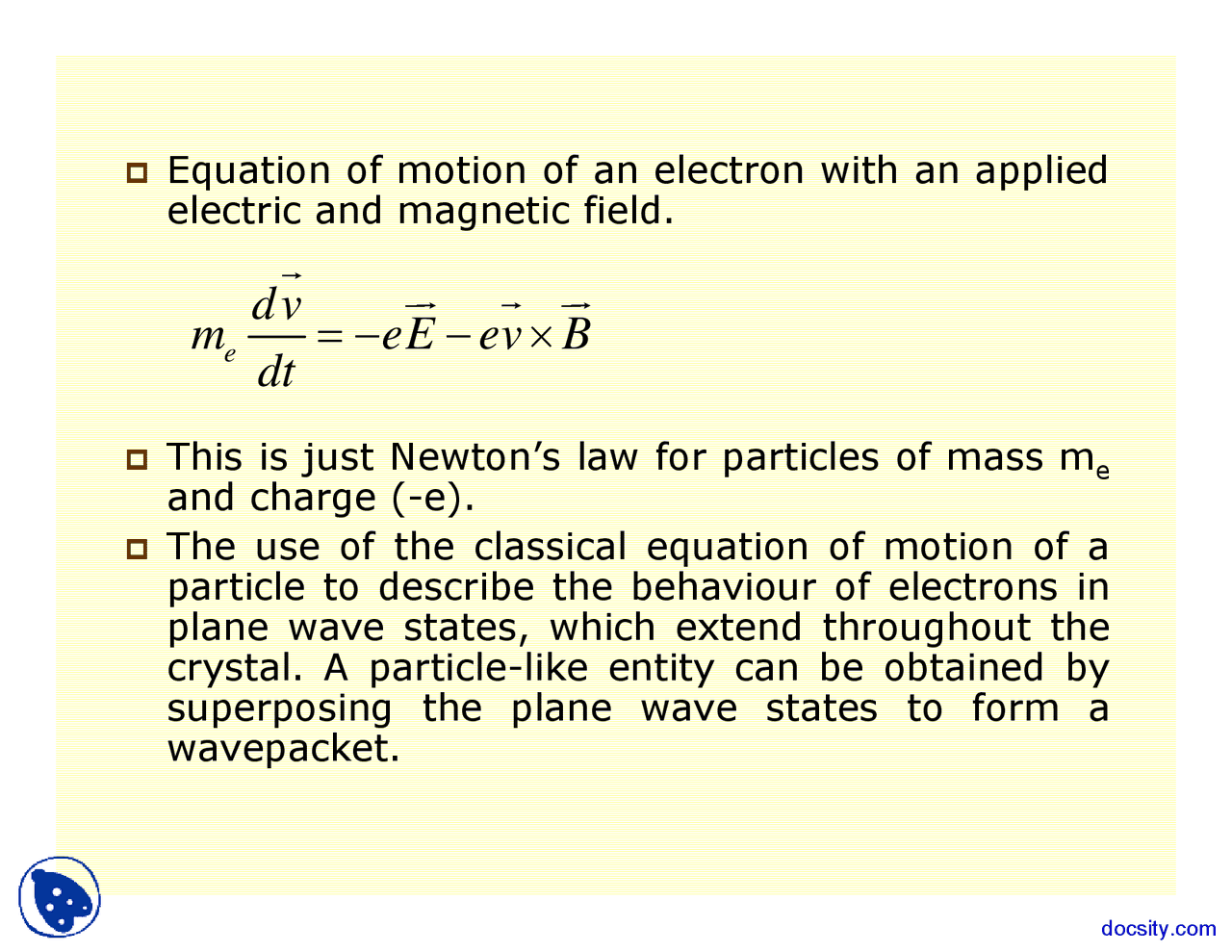 Electrical Conductivity Solid State Physics Lecture Slides Docsity