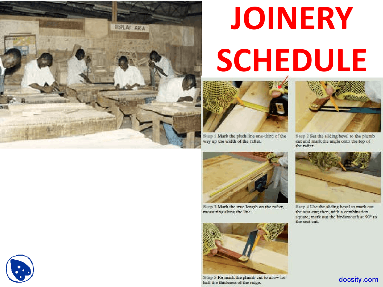 Joinery Schedule Architectural Assistantship Lecture Slides
