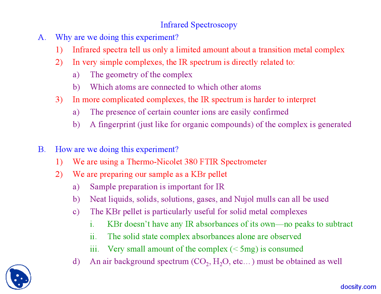 Infrared Spectroscopy Advanced Inorganic Chemistry Lecture Slides